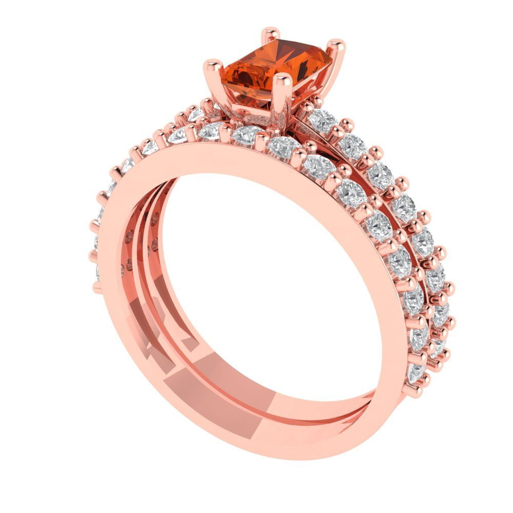 Clara Pucci 18K Rose Gold 1.325 Simulated Red Diamond Engraveable ...