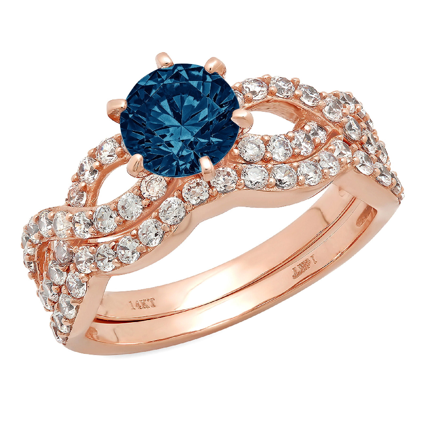 Clara Pucci 18K Rose Gold 1.57 Natural London Blue Topaz Engraveable ...