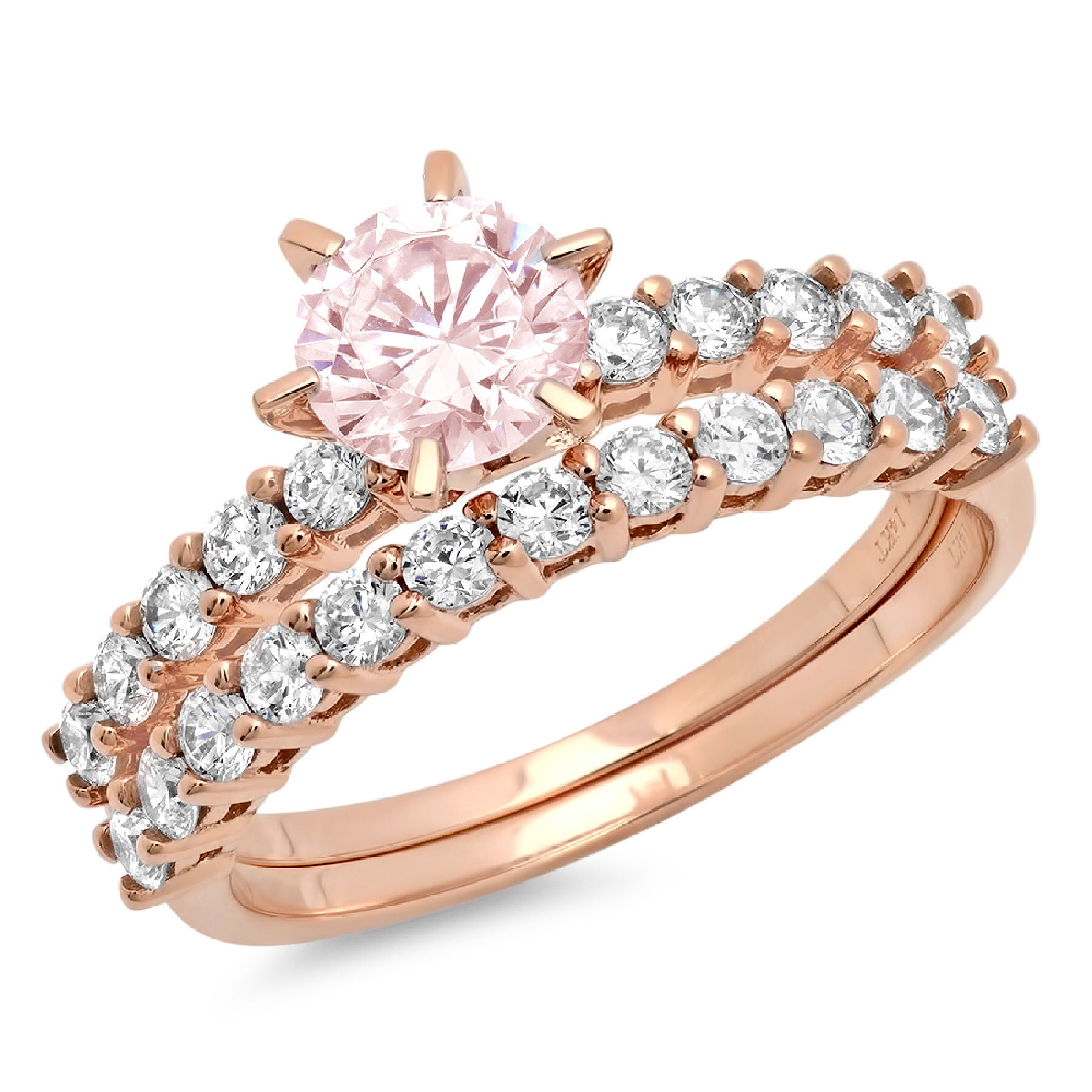 Clara Pucci 18K Rose Gold 1.66 Simulated Pink Diamond Engraveable ...