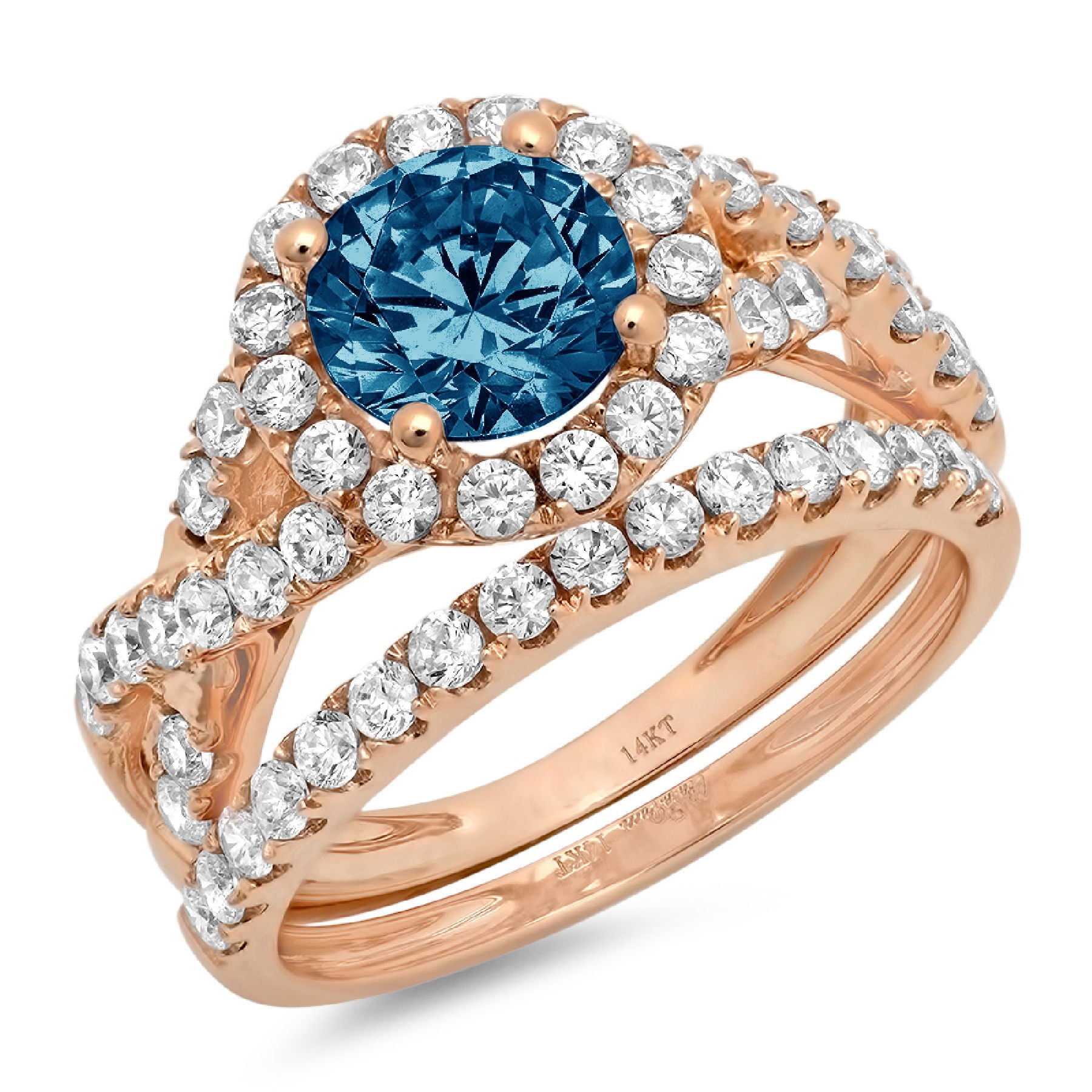 Clara Pucci 18K Rose Gold 1.795 Natural London Blue Topaz Engraveable ...