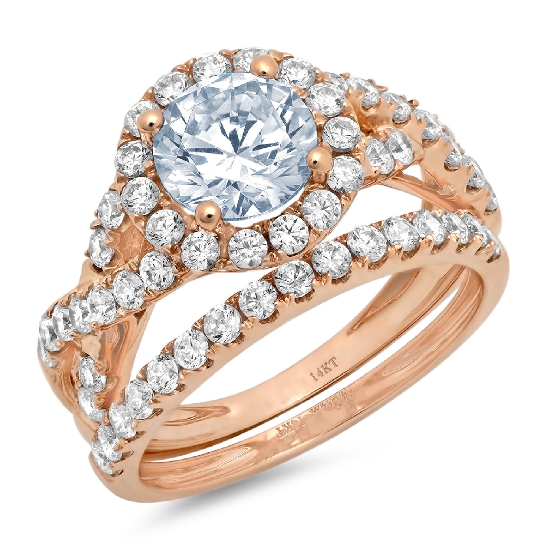 Clara Pucci 18K Rose Gold 1.795 Natural Sky Blue Topaz Engraveable ...