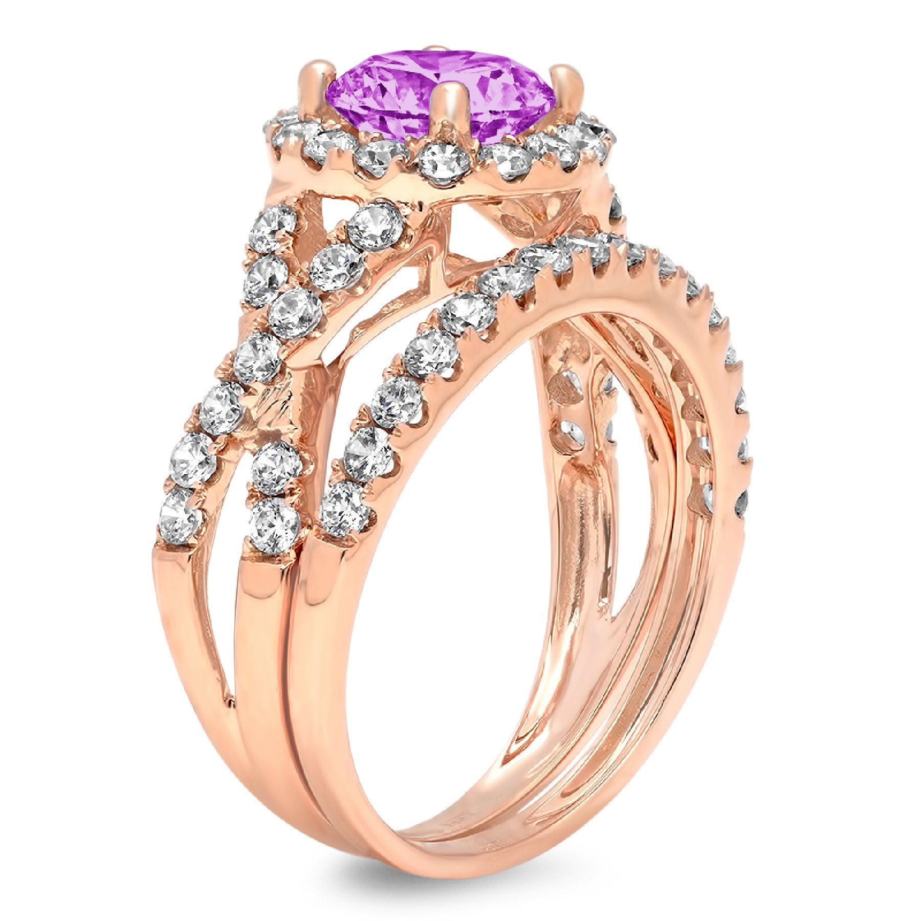 Clara Pucci 18K Rose Gold 1.795 Simulated Alexandrite Engraveable ...