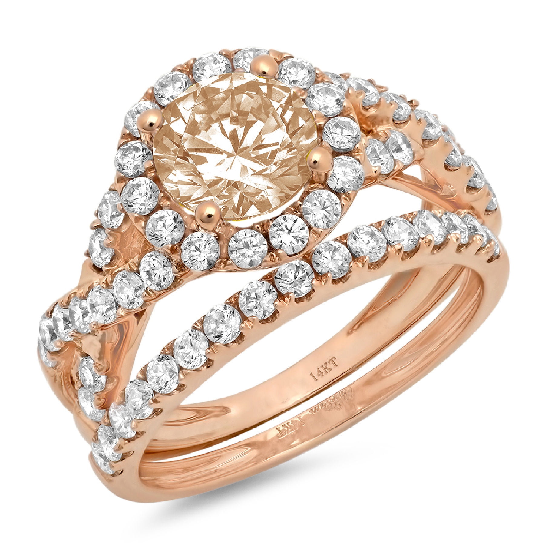 Clara Pucci 18K Rose Gold 1.795 Simulated Champagne Engraveable ...