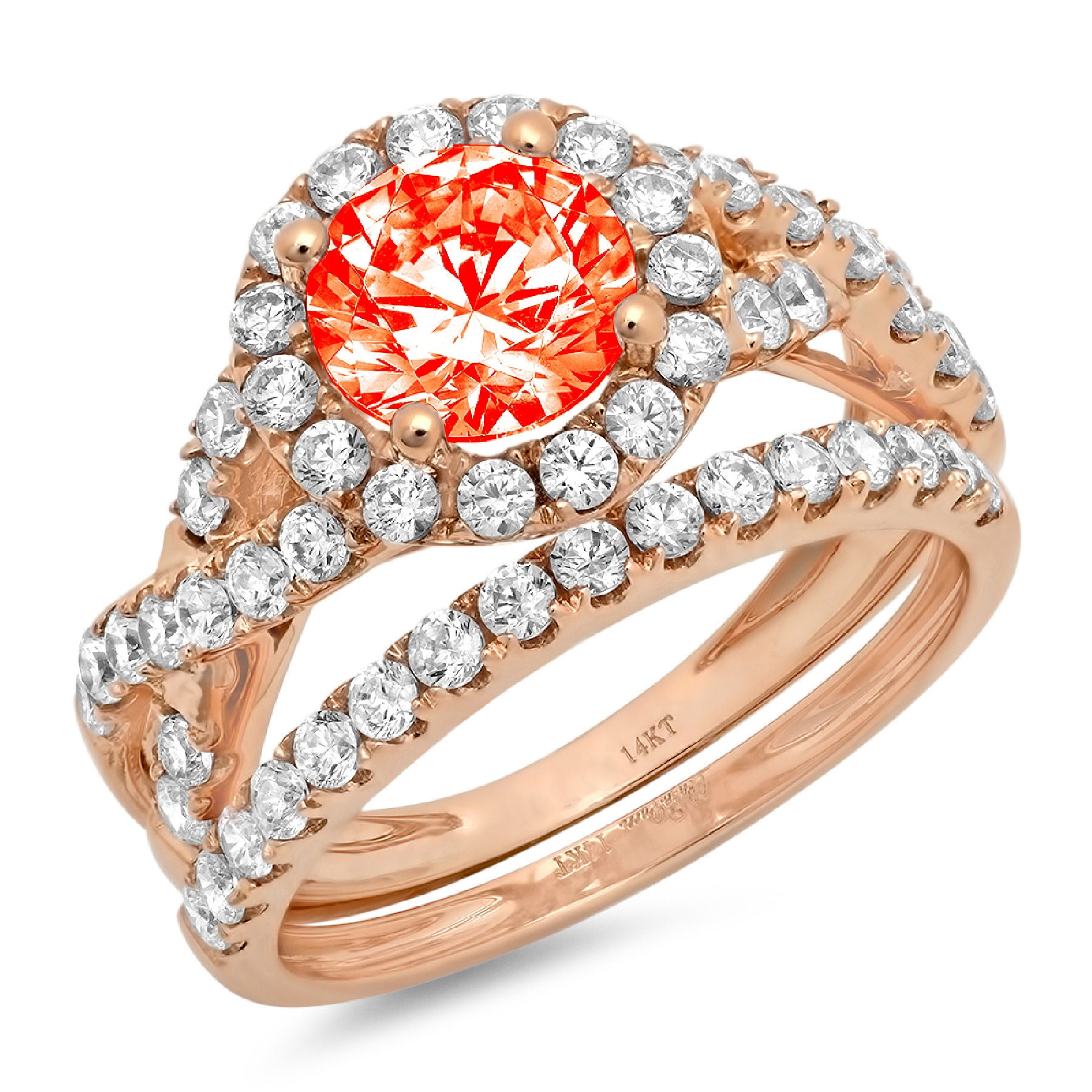 Clara Pucci 18K Rose Gold 1.795 Simulated Red Diamond Engraveable ...