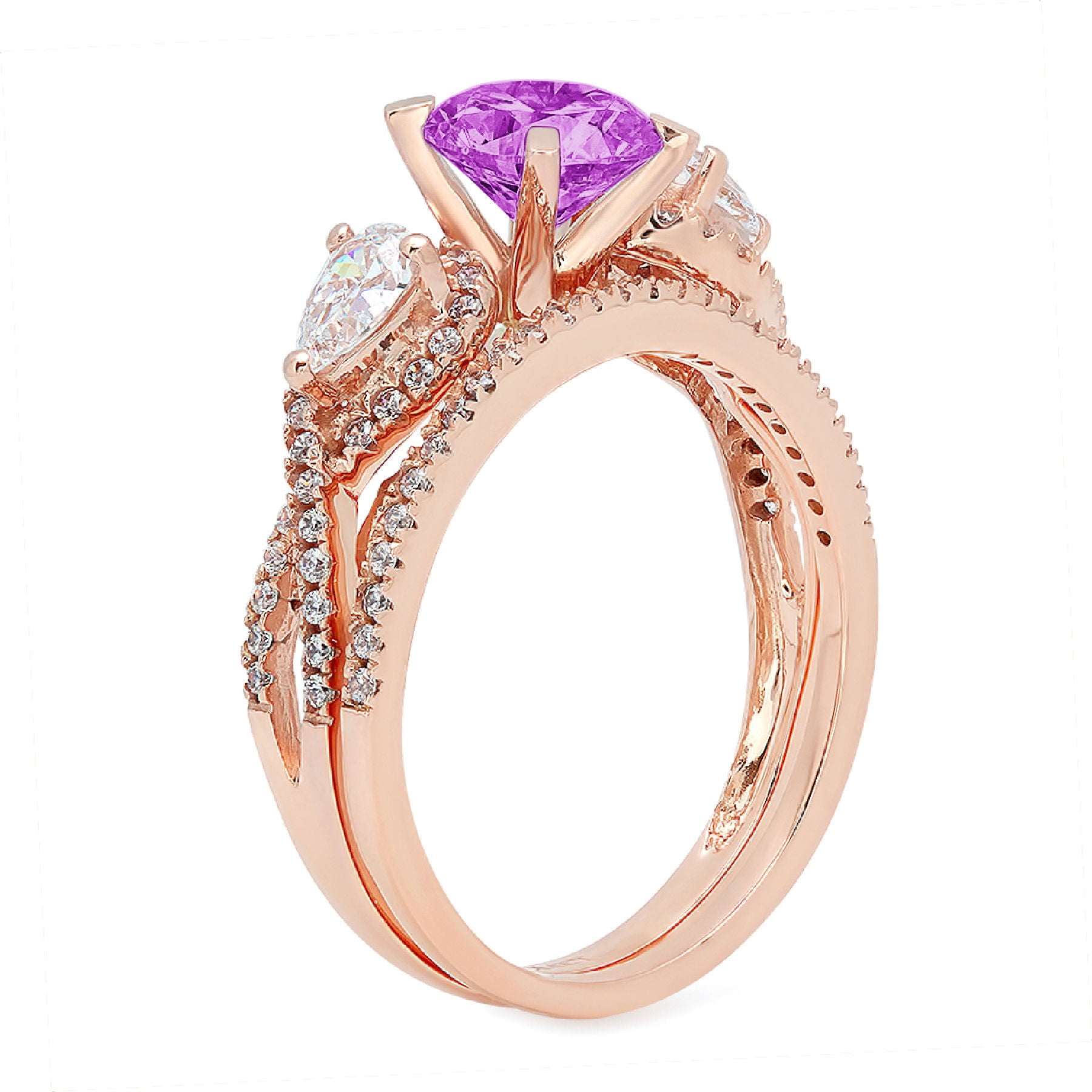 Clara Pucci 18K Rose Gold 1.925 Simulated Alexandrite Engraveable ...