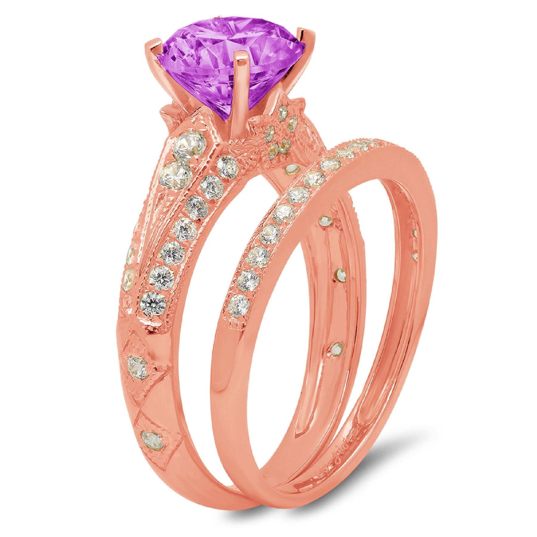 Clara Pucci 18K Rose Gold 2.095 Simulated Alexandrite Engraveable ...