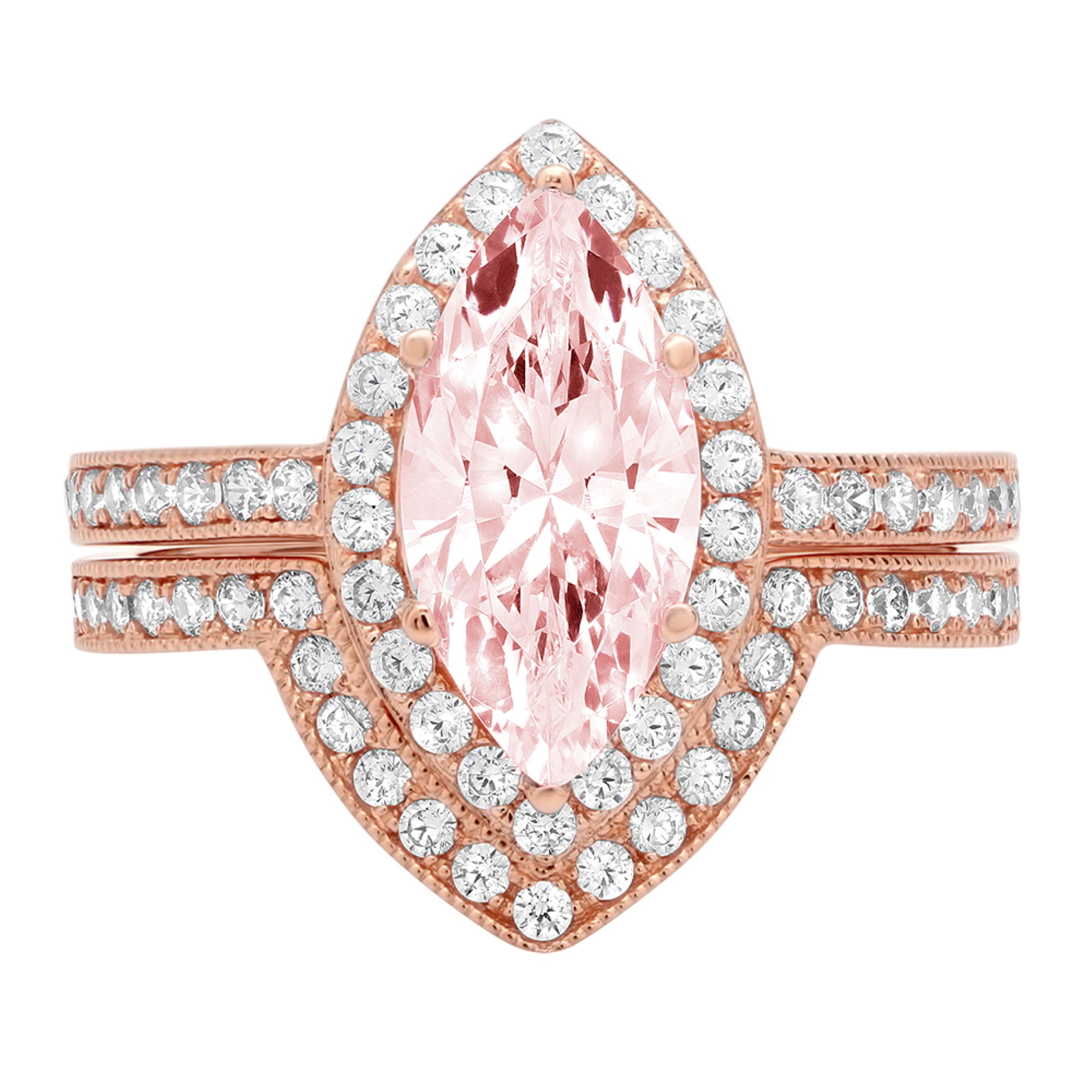 Clara Pucci 18K Rose Gold 2.4875 Simulated Pink Diamond Engraveable ...
