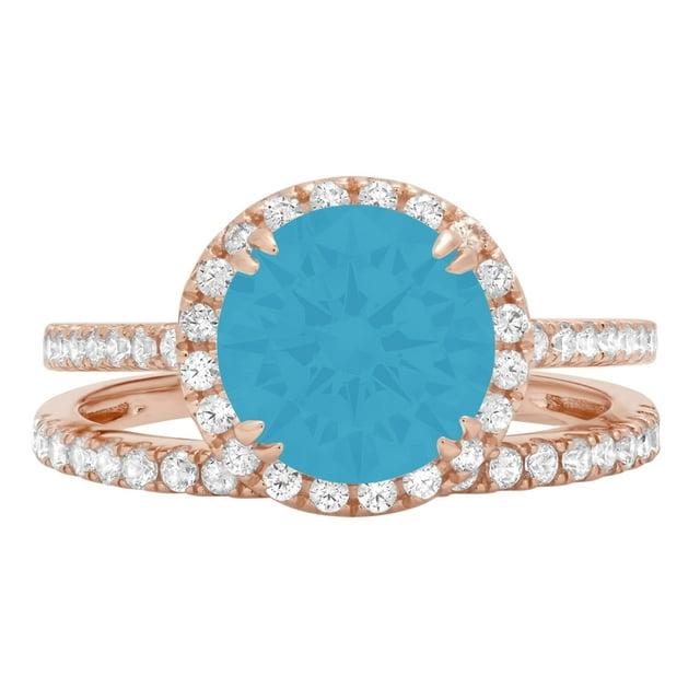 Clara Pucci 18k Rose Gold 2 52 Simulated Turquoise Engraveable