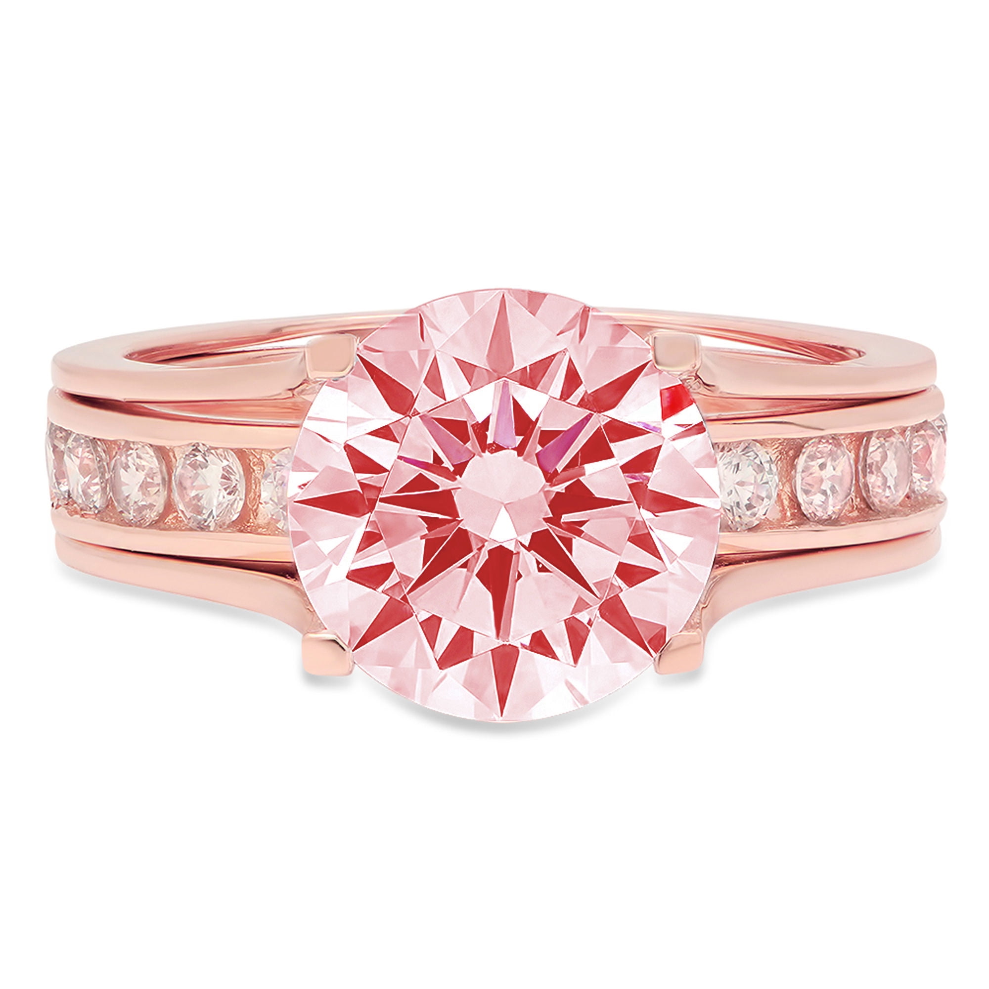 Clara Pucci 18K Rose Gold 3.39 Simulated Pink Diamond Engraveable ...