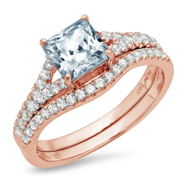 Clara Pucci 18K Rose Gold 3.4 Simulated Blue Diamond Engraveable ...