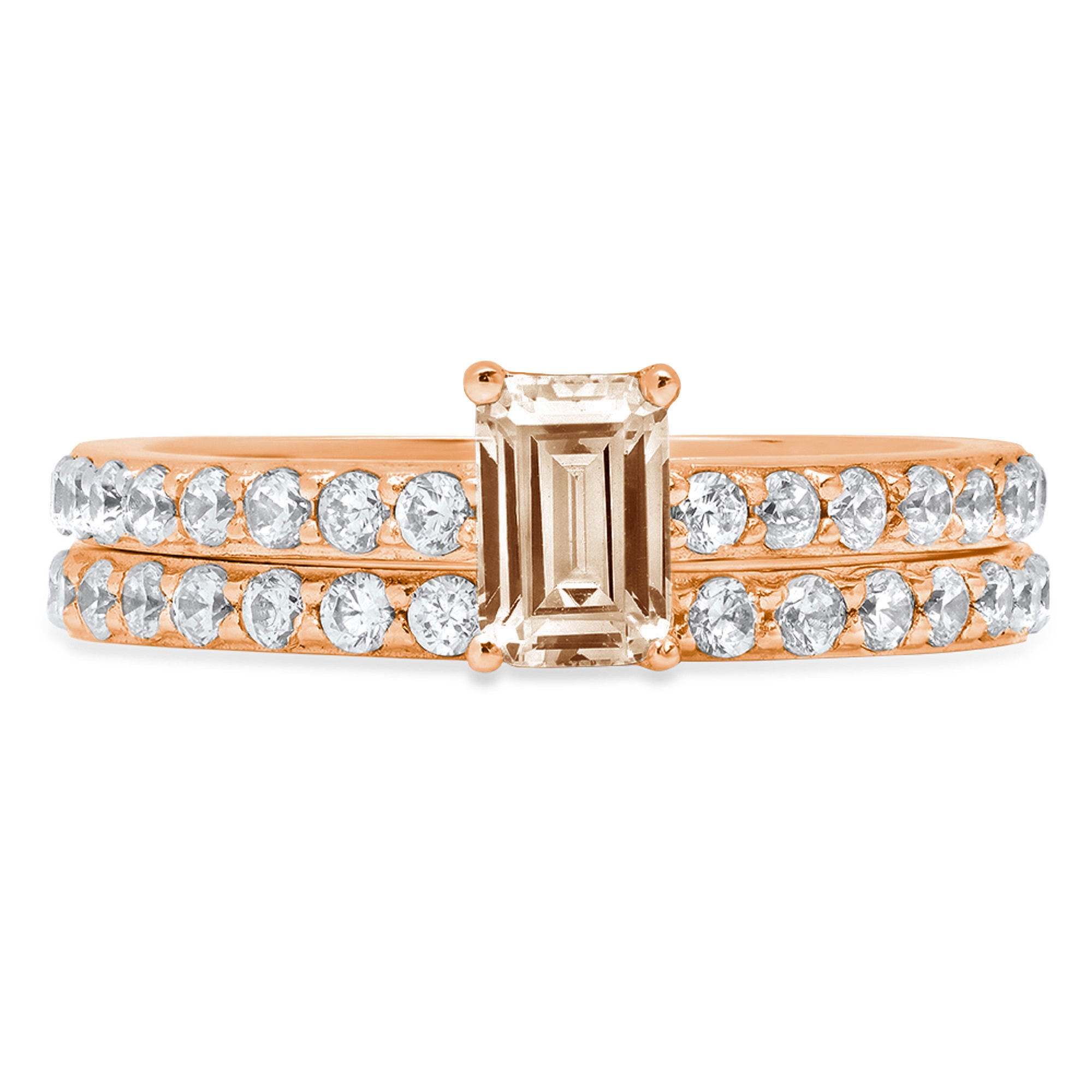 Clara Pucci 18k Rose Gold Emerald Cut 0 5ct Simulated Champagne