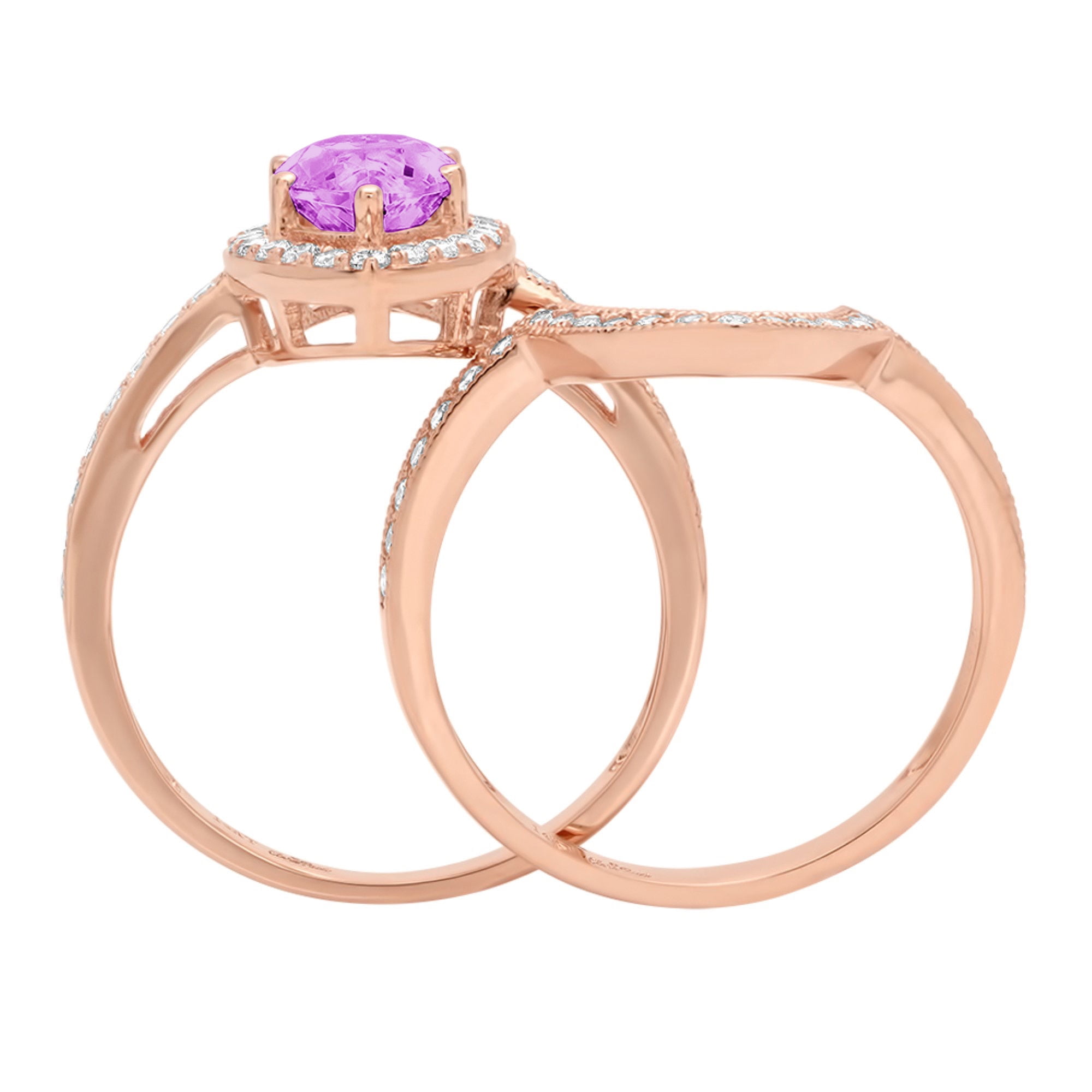Clara Pucci 18k Rose Gold Marquise Cut 2ct Simulated Alexandrite