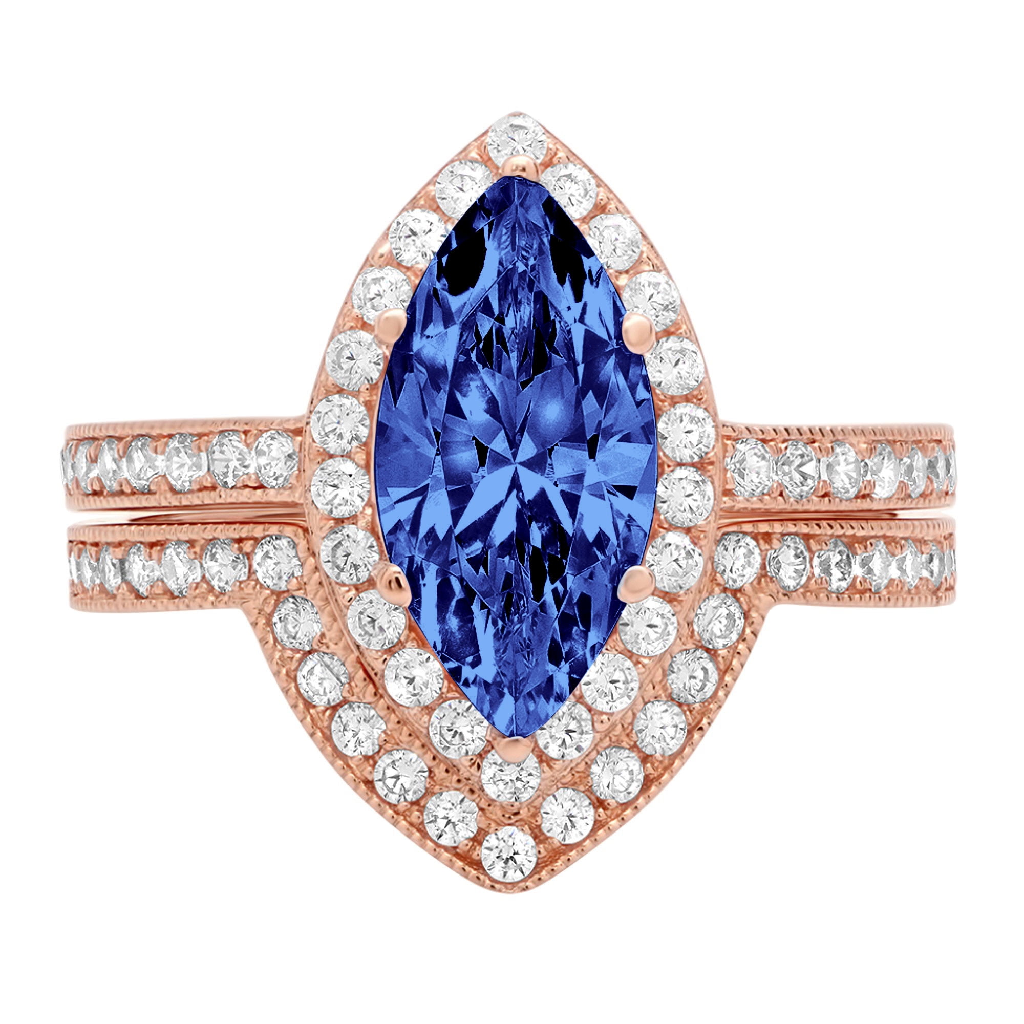 Clara Pucci 18K Rose Gold Marquise Cut 2Ct Simulated Tanzanite ...