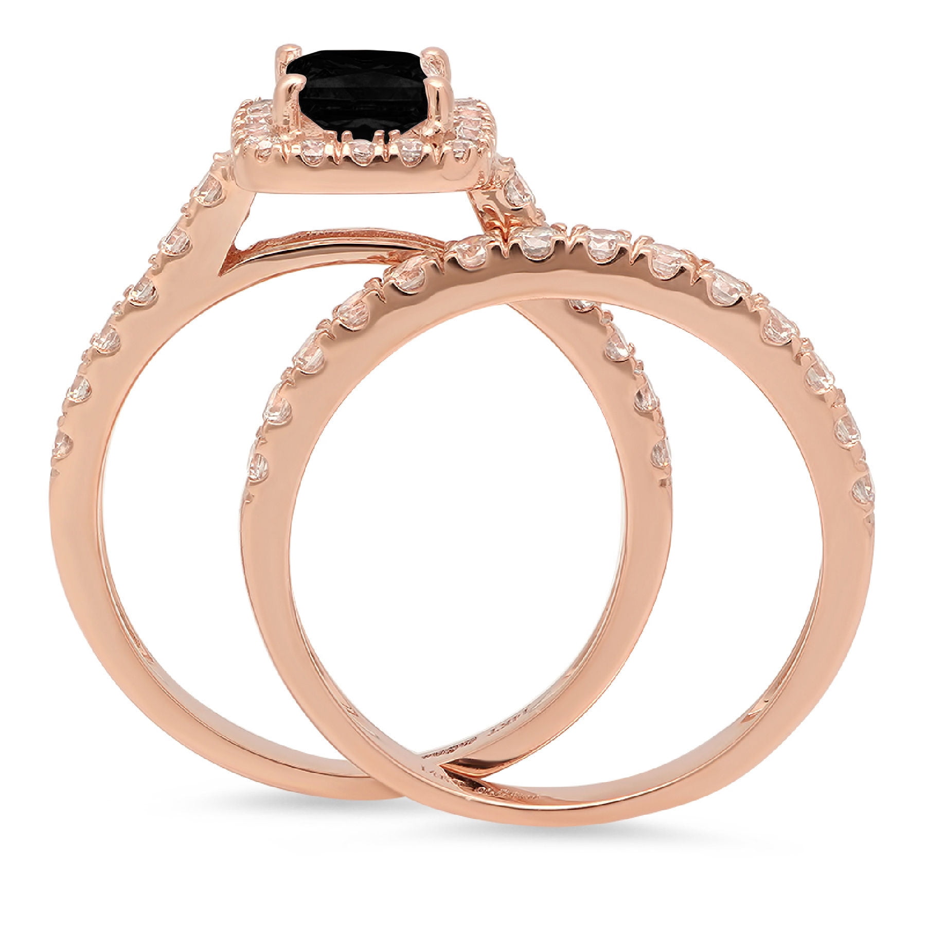 Clara Pucci 18K Rose Gold Princess Cut 0.75Ct Natural Onyx Engagement ... Clara Pucci 18K Rose Gold Princess Cut 0.75Ct Natural Onyx Engagement ...