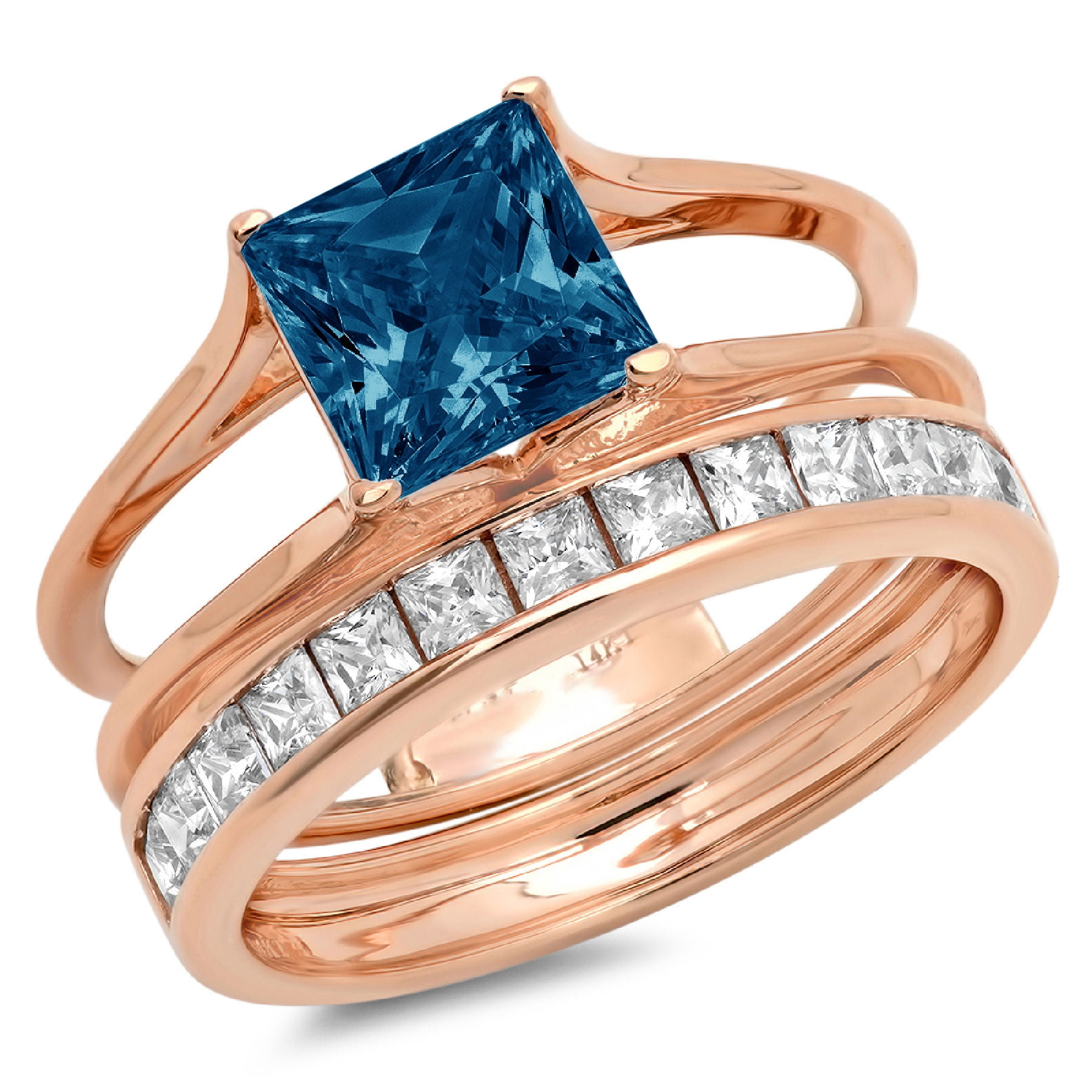 Clara Pucci 18K Rose Gold Princess Cut 1.5Ct Natural London Blue Topaz ... Clara Pucci 18K Rose Gold Princess Cut 1.5Ct Natural London Blue Topaz ...