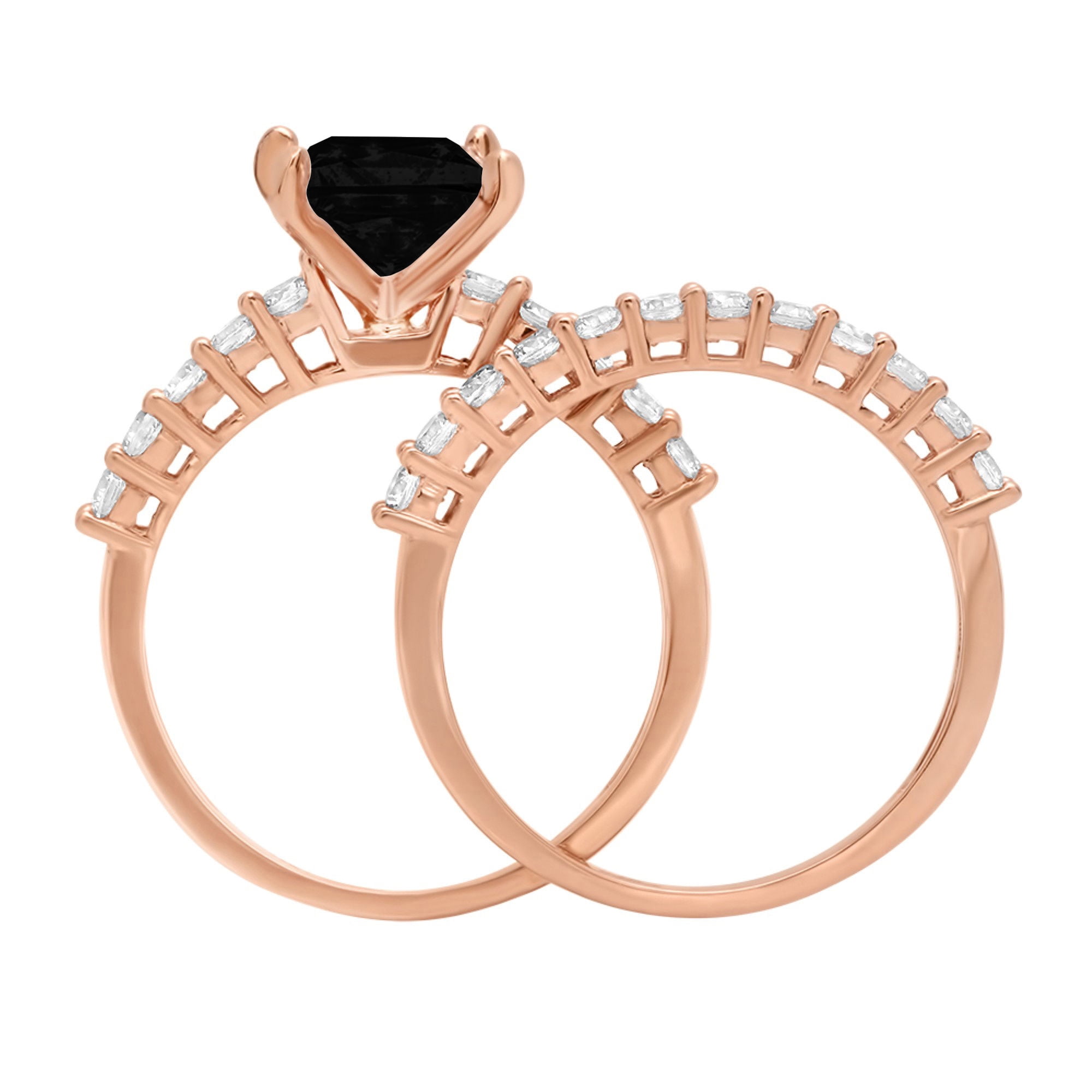 Clara Pucci 18K Rose Gold Princess Cut 2Ct Natural Onyx Engagement Ring ...