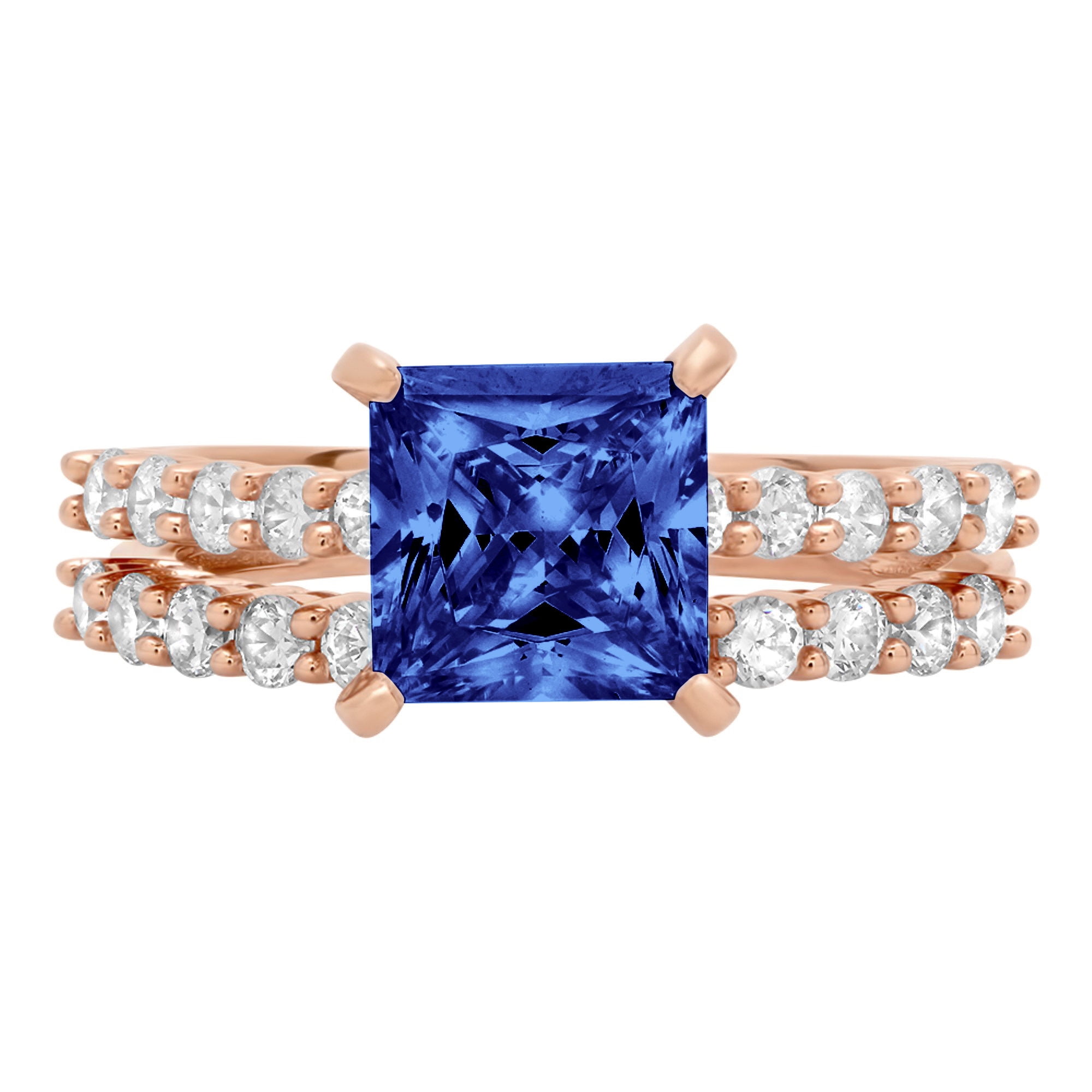 Clara Pucci 18K Rose Gold Princess Cut 2Ct Simulated Tanzanite ... Clara Pucci 18K Rose Gold Princess Cut 2Ct Simulated Tanzanite ...