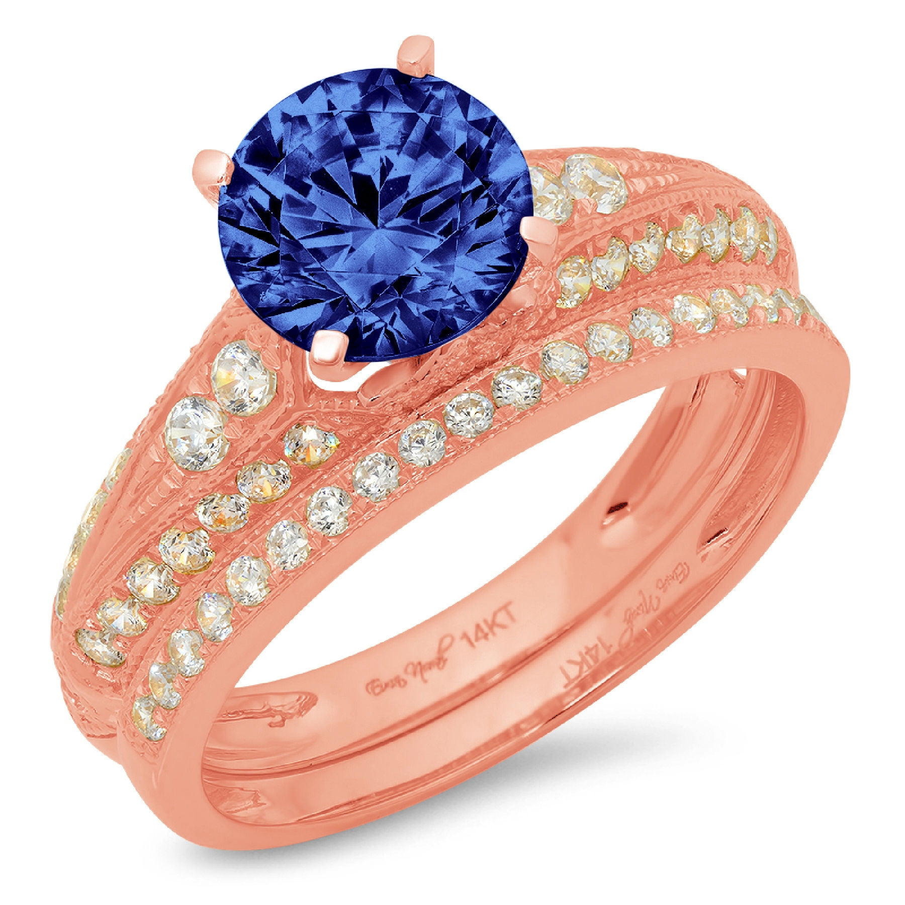 Clara Pucci 18K Rose Gold Round Cut 1.5Ct Simulated Tanzanite ...
