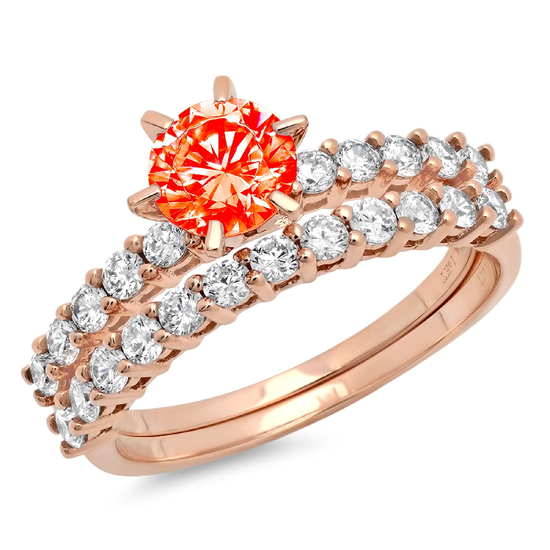 Clara Pucci 18K Rose Gold Round Cut 1Ct Simulated Red Diamond ...