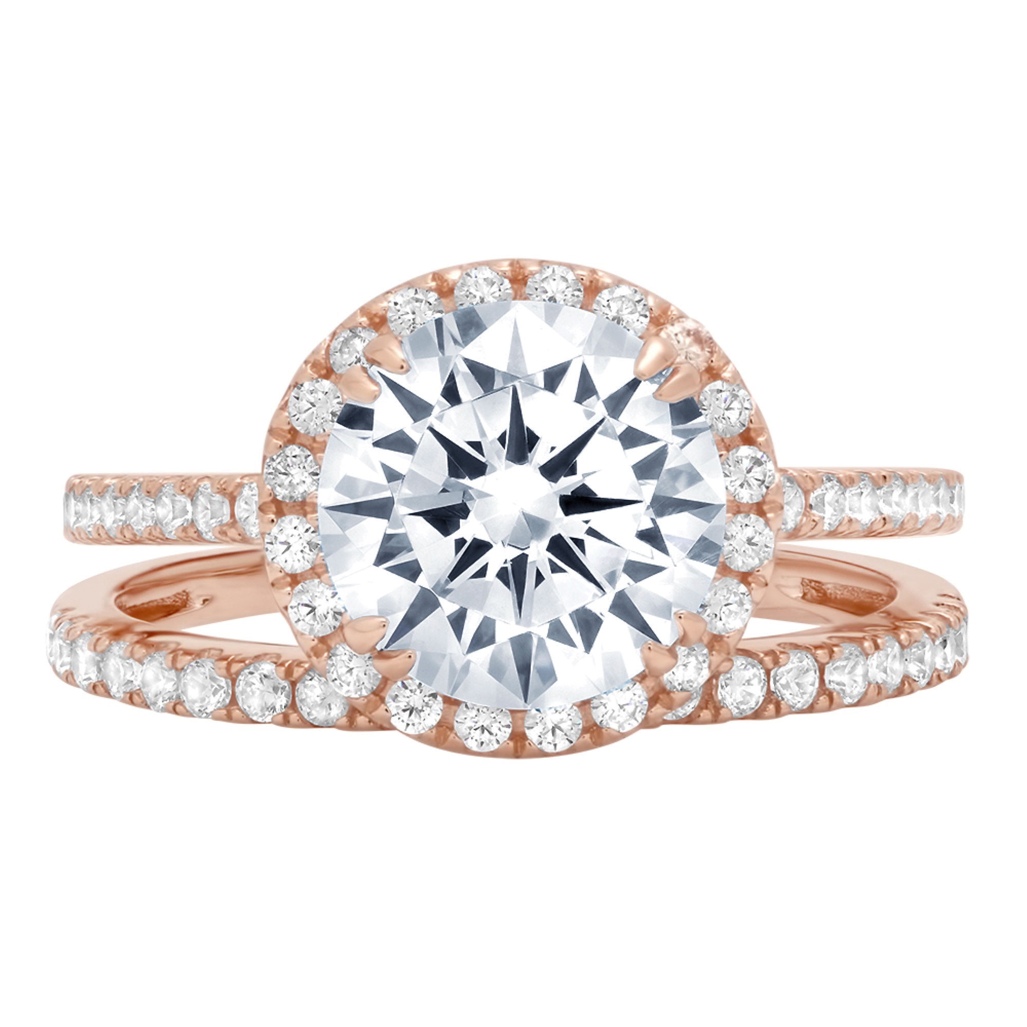 Clara Pucci 18K Rose Gold Round Cut 2Ct Natural Aquamarine Engagement ...