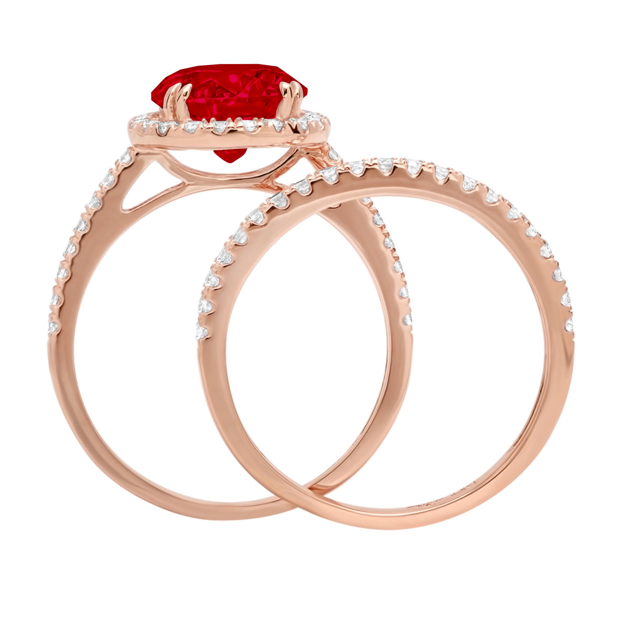 Clara Pucci 18K Rose Gold Round Cut 2Ct Natural Garnet Engagement Ring ...