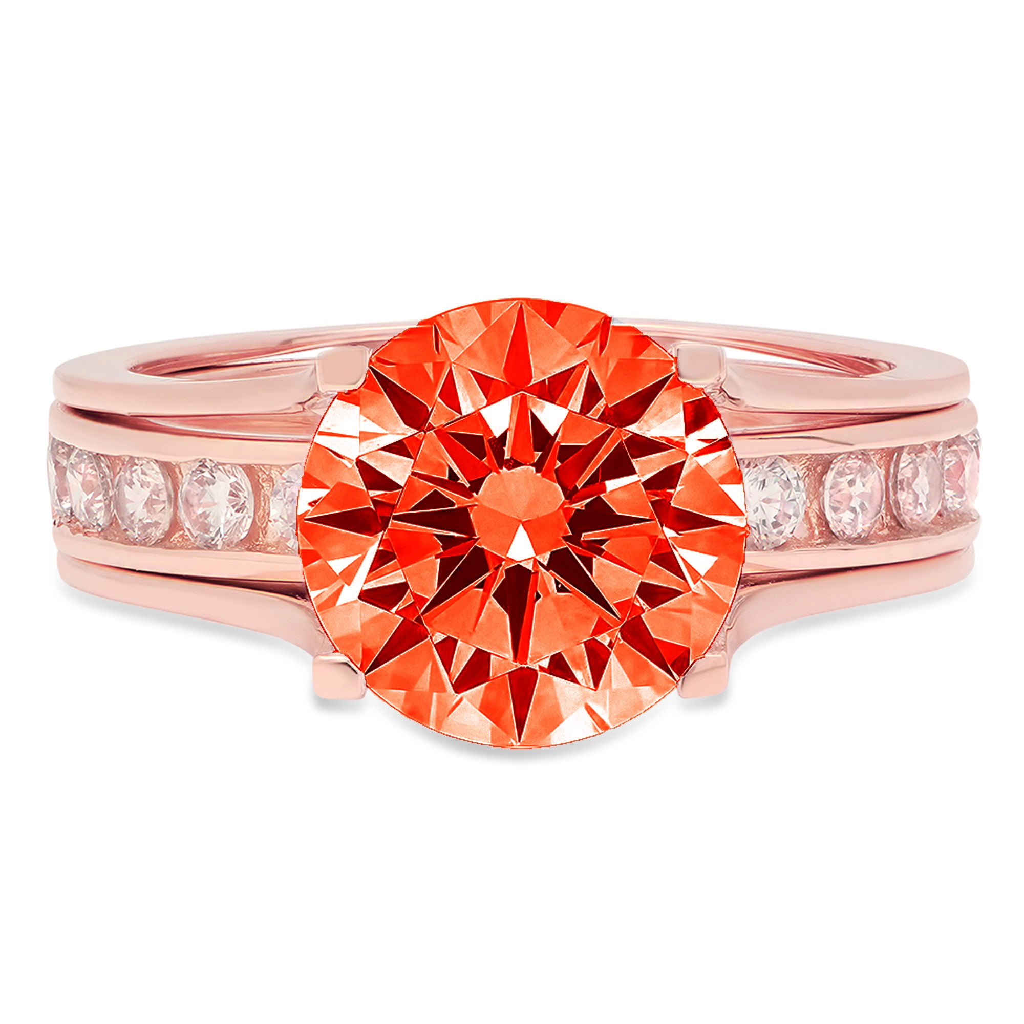 Clara Pucci 18K Rose Gold Round Cut 3Ct Simulated Red Diamond ...