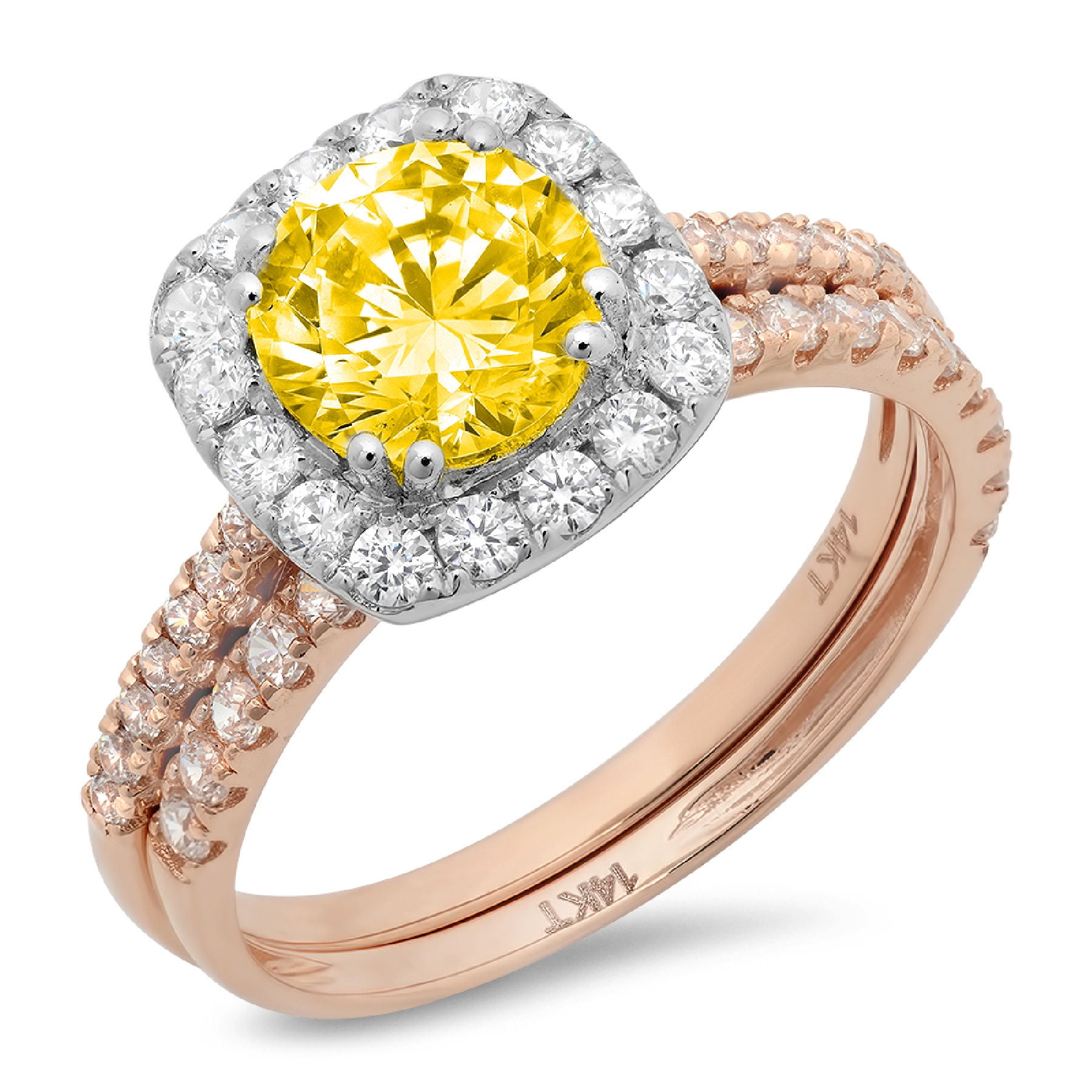 Clara Pucci 18k Rose White Gold 1 495 Simulated Yellow Diamond