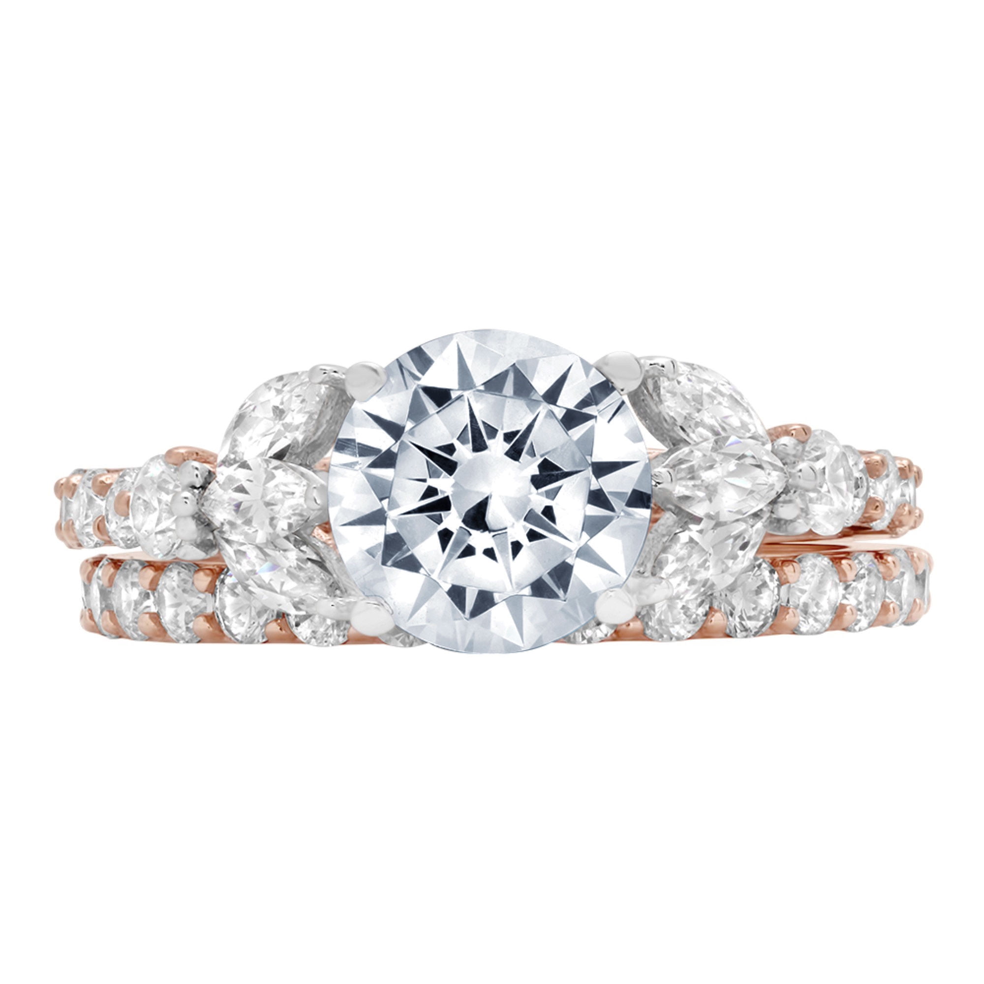 Clara Pucci 18K Rose/White Gold Round Cut 1.5Ct Natural Sky Blue Topaz ...