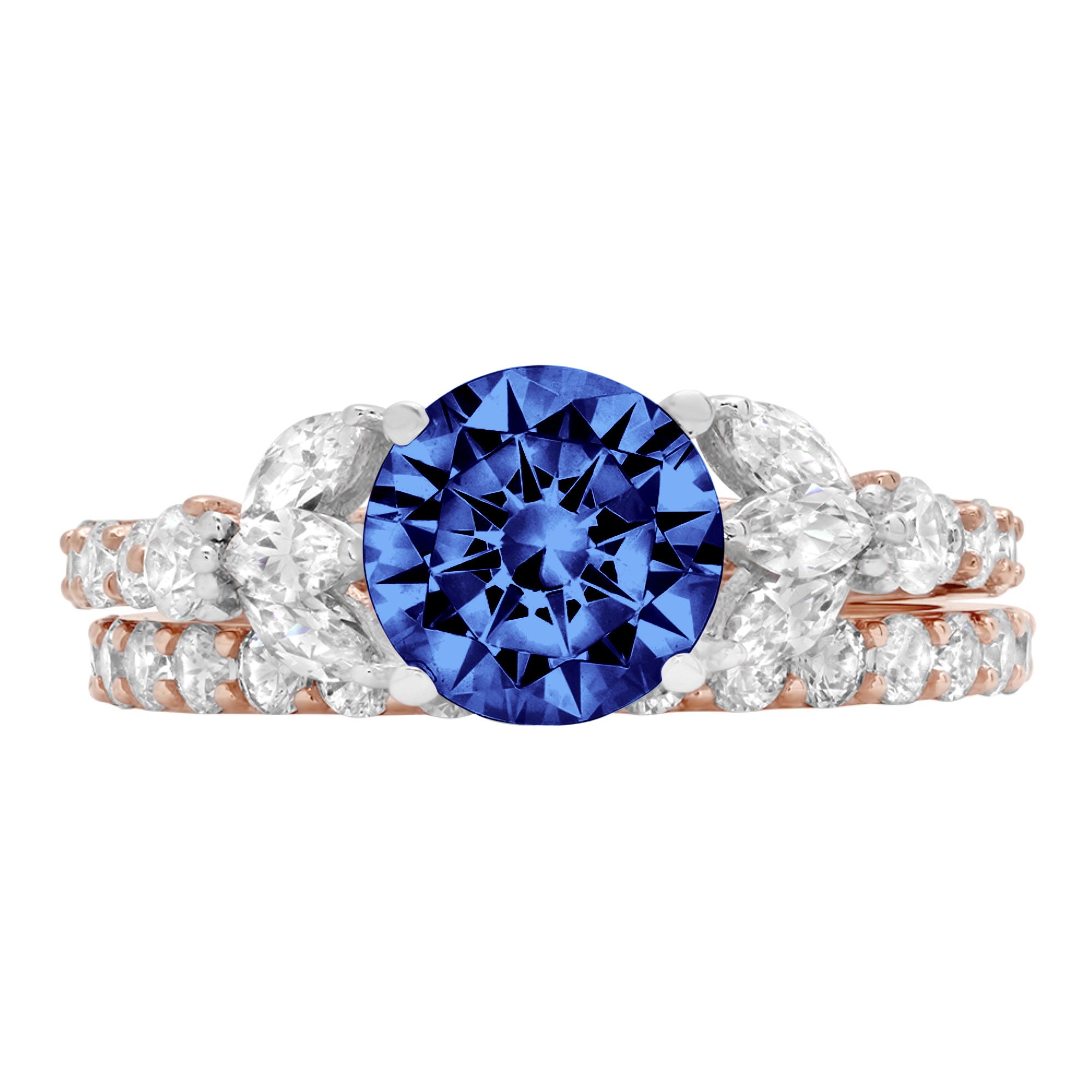 Clara Pucci 18k Rose White Gold Round Cut 1 5ct Simulated Tanzanite