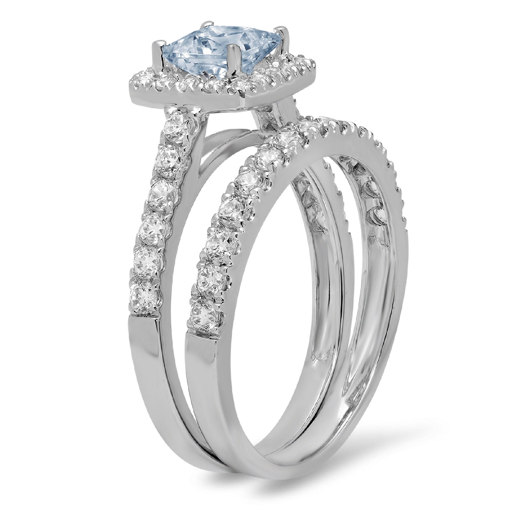 Clara Pucci 18K White Gold 1.56 Natural Aquamarine Engraveable ...