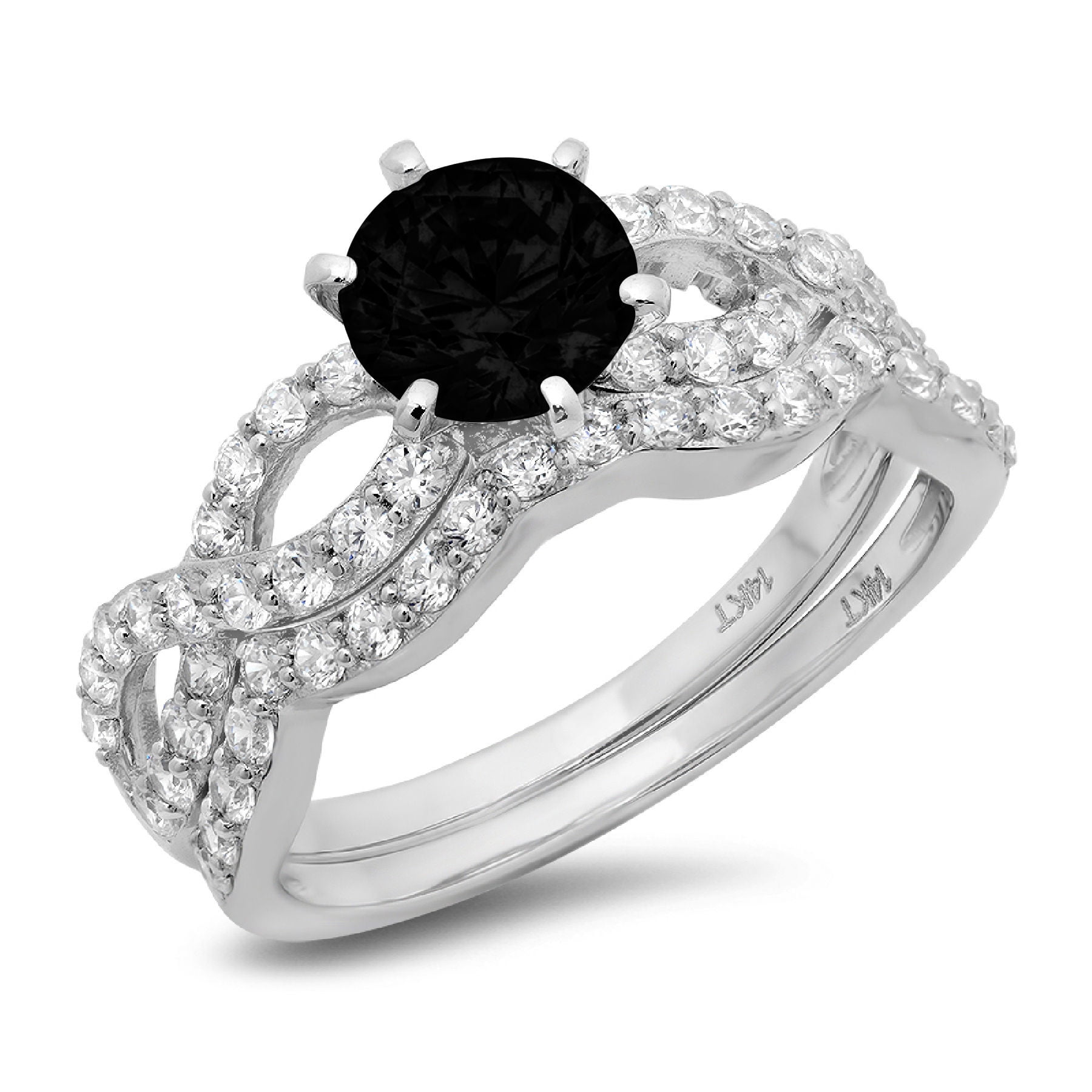 Clara Pucci 18K White Gold 1.57 Natural Onyx Engraveable Engagement ...