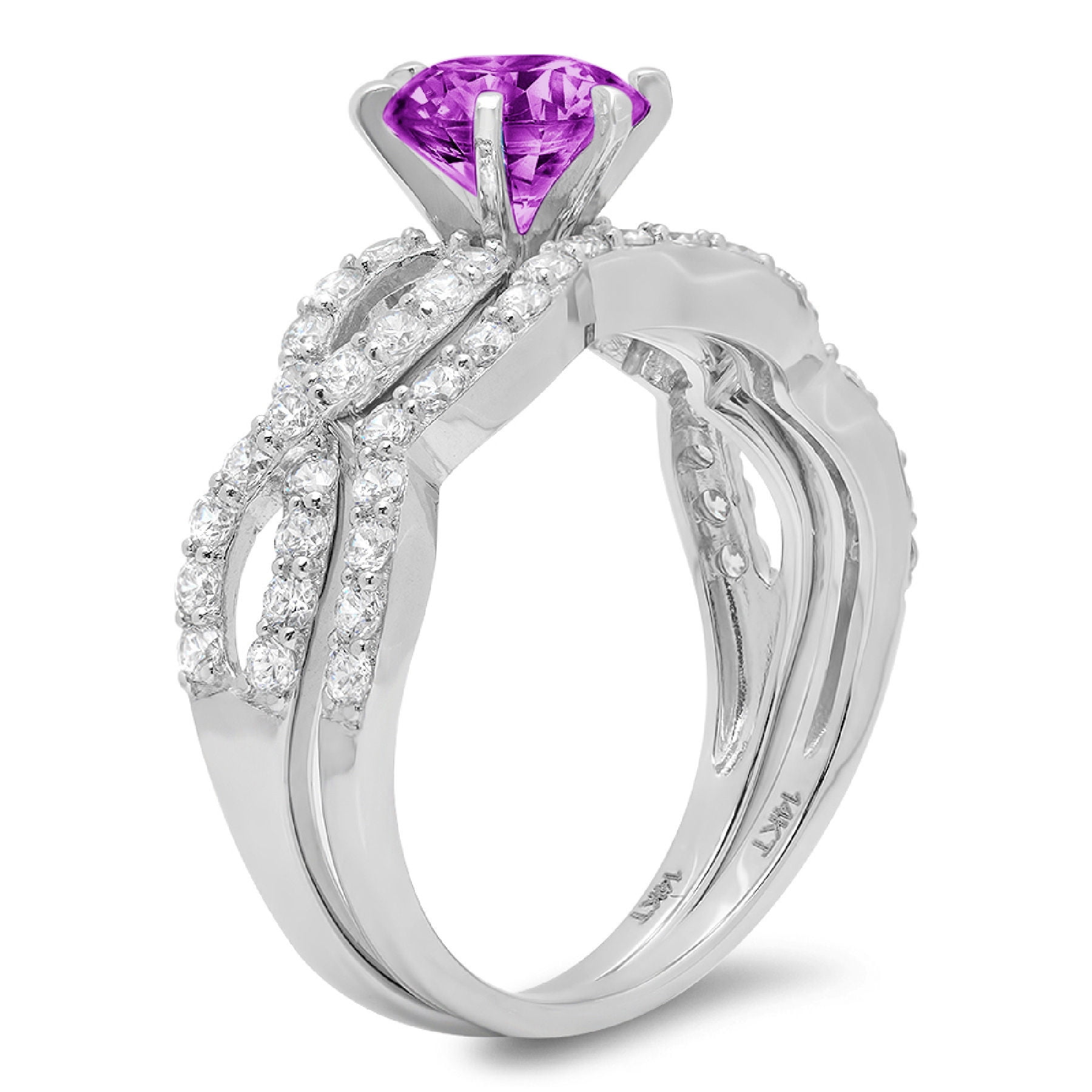 Clara Pucci 18k White Gold 1 57 Simulated Alexandrite Engraveable
