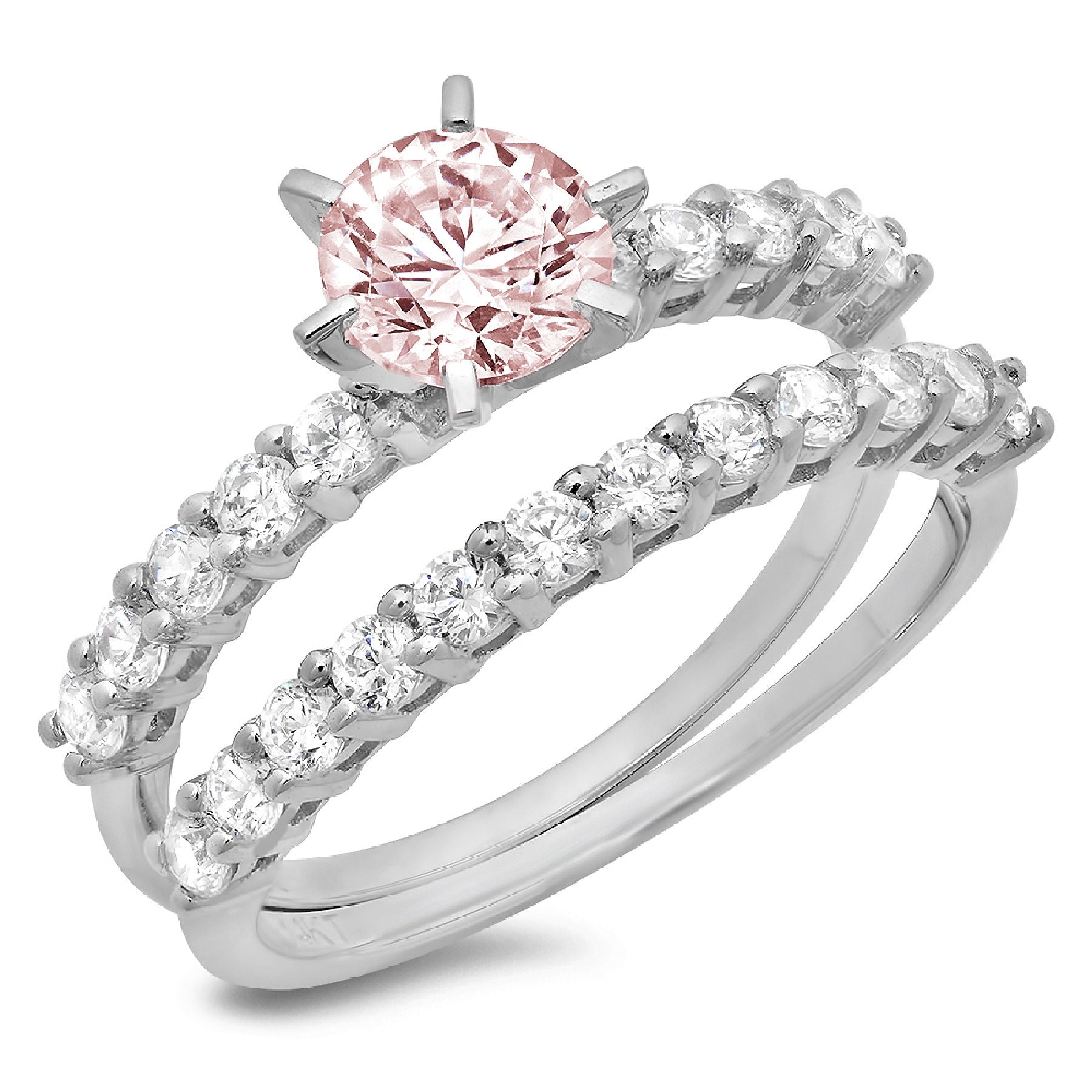 Clara Pucci 18K White Gold 1.66 Simulated Pink Diamond Engraveable ...