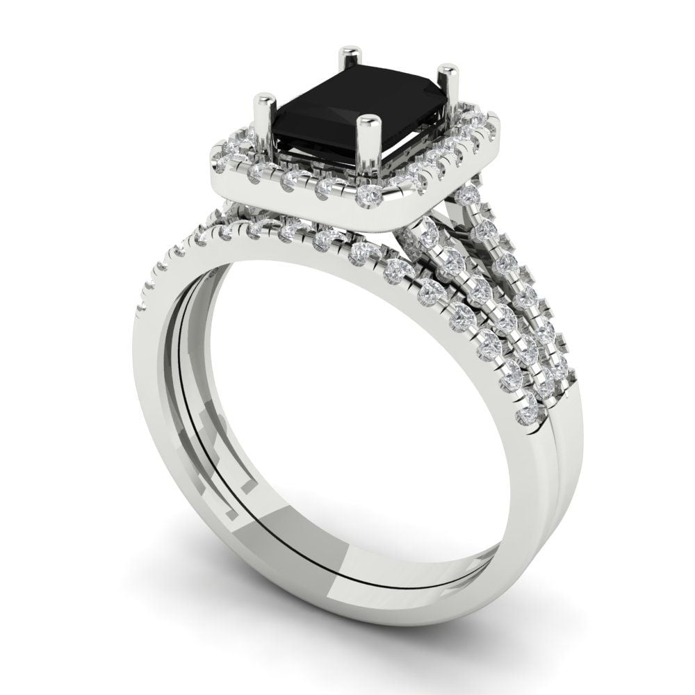 Clara Pucci 18K White Gold 1.72 Natural Onyx Engraveable Engagement ...