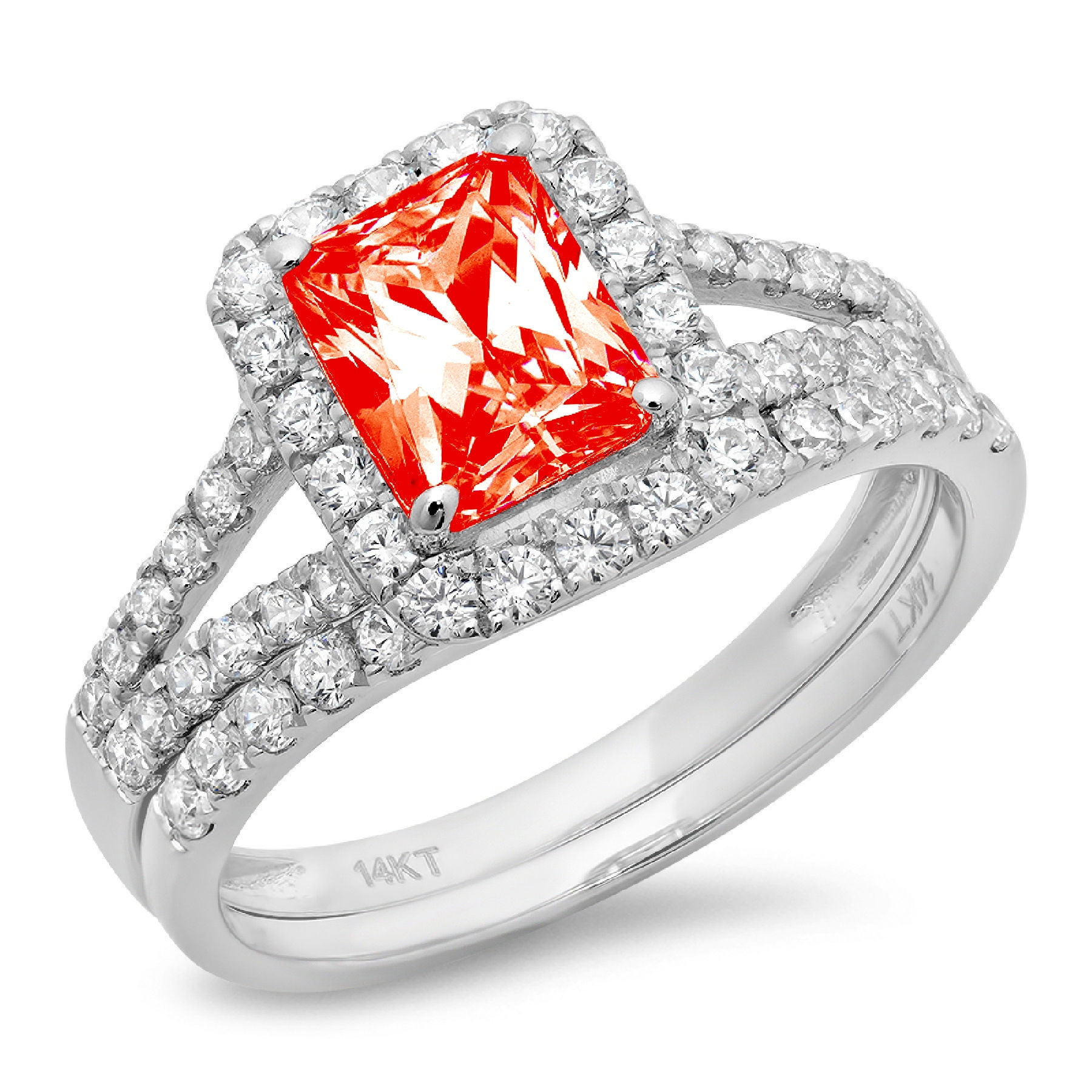 Clara Pucci 18K White Gold 1.72 Simulated Red Diamond Engraveable ...