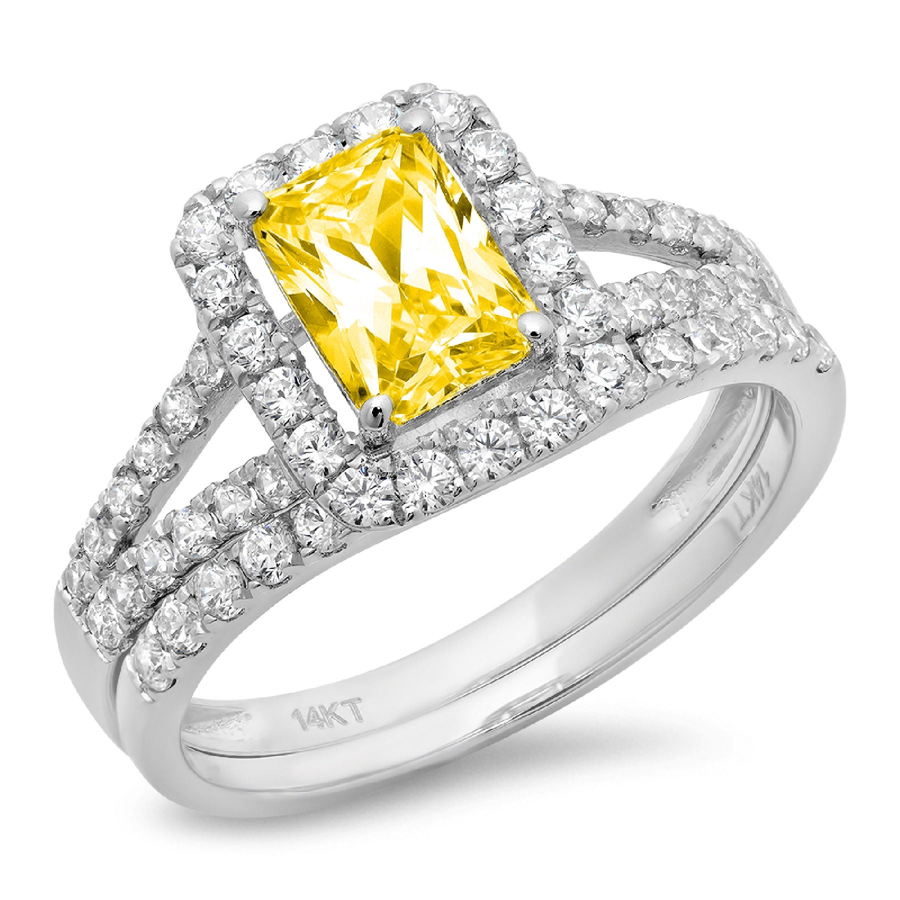 Clara Pucci 18K White Gold 1.72 Simulated Yellow Diamond Engraveable ...