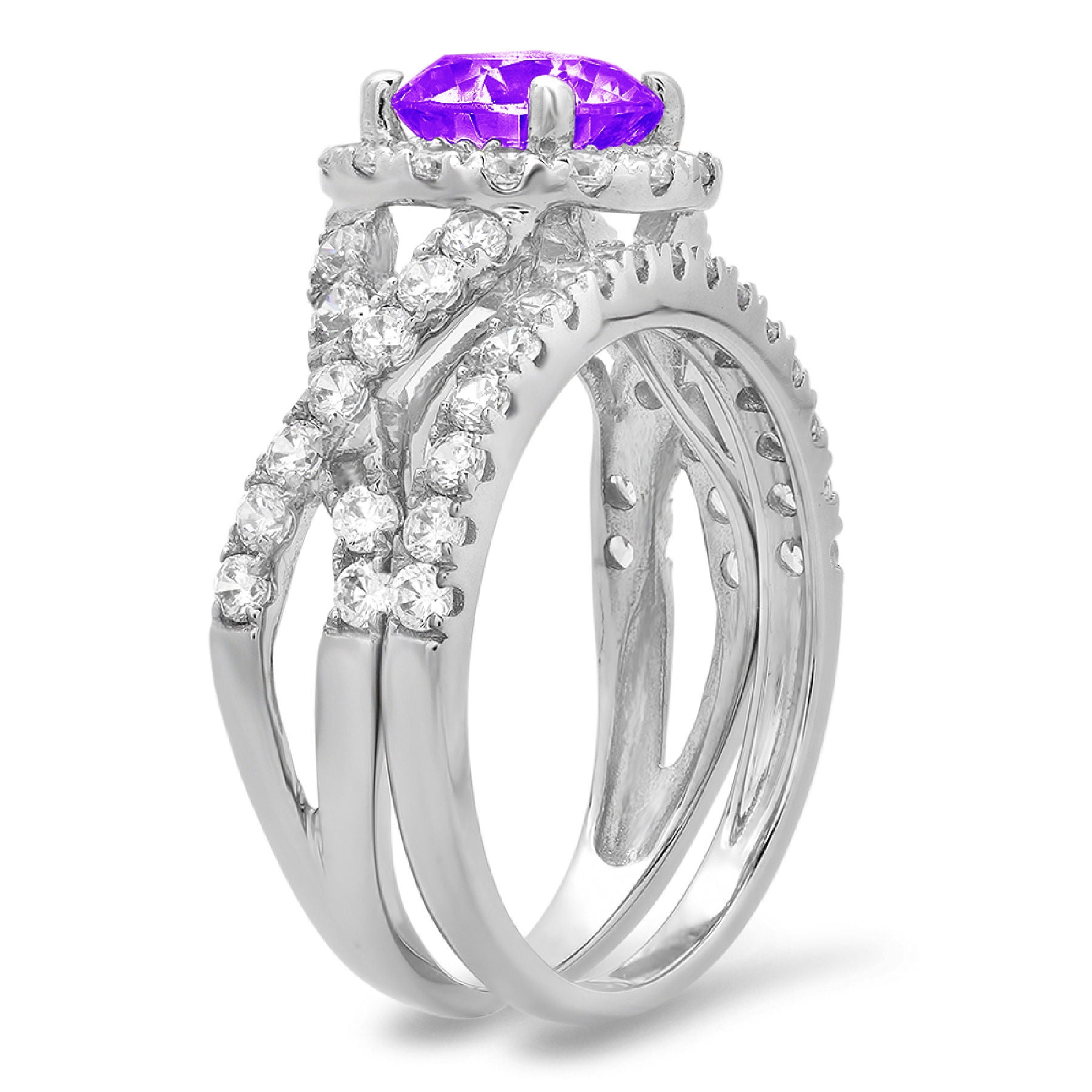 Clara Pucci 18K White Gold 1.795 Natural Amethyst Engraveable ...