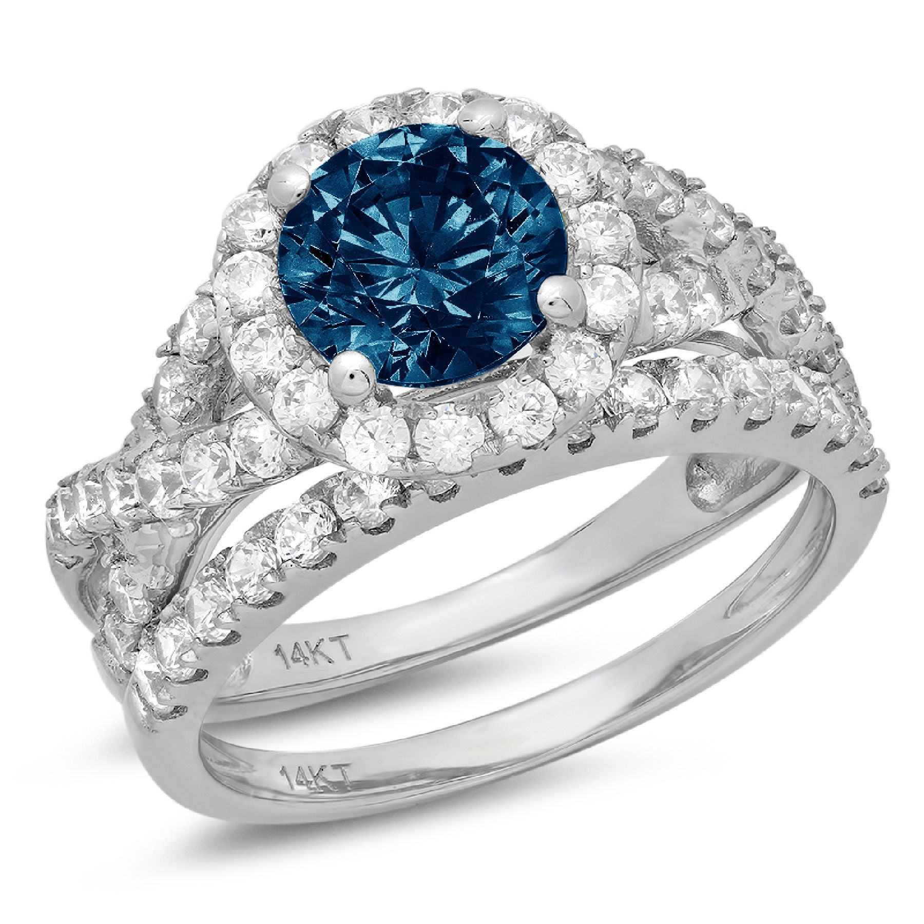 Clara Pucci 18K White Gold 1.795 Natural London Blue Topaz Engraveable ...