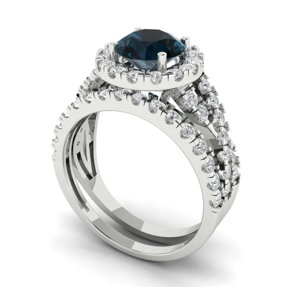 Clara Pucci 18K White Gold 1.795 Natural London Blue Topaz Engraveable ...