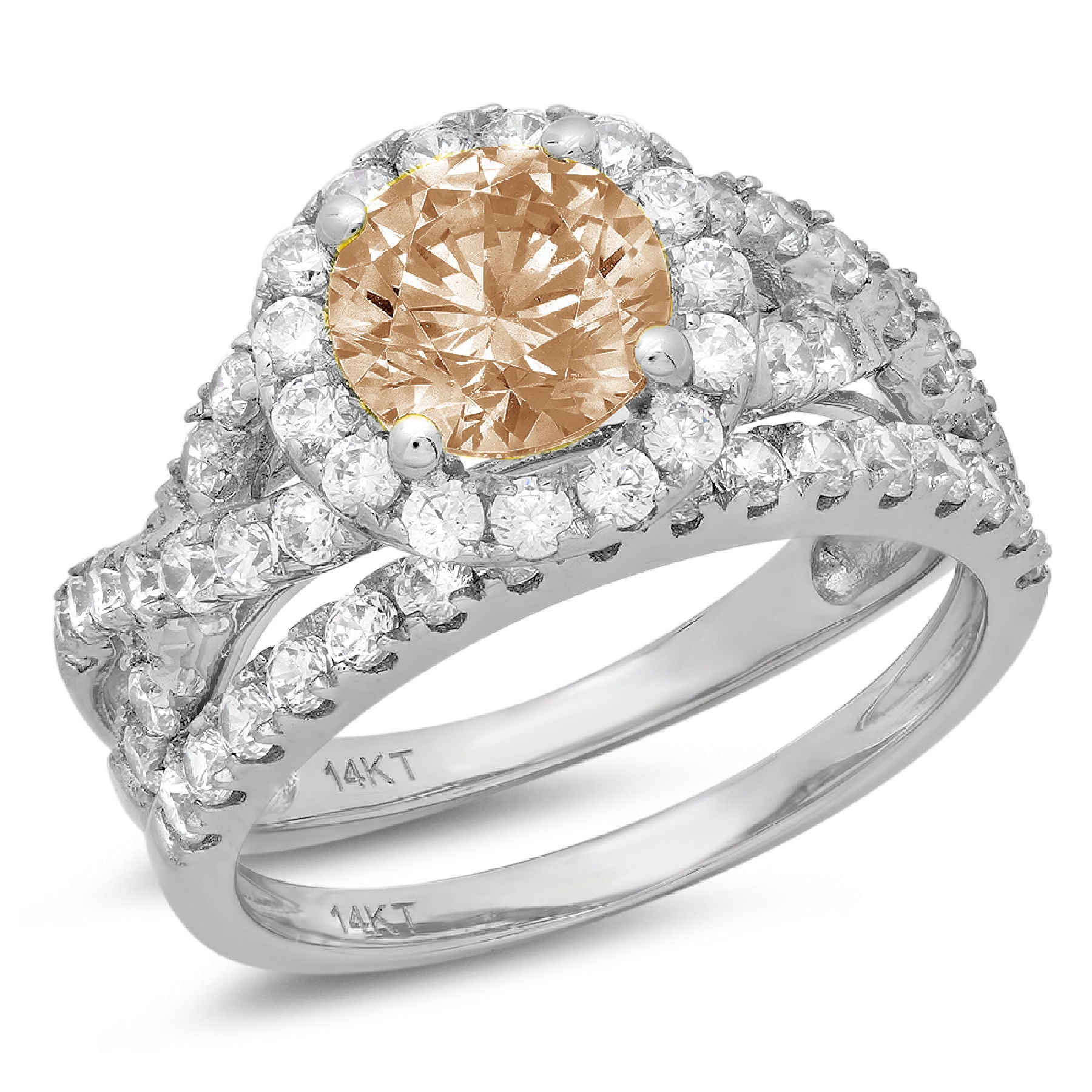 Clara Pucci 18K White Gold 1.795 Simulated Champagne Engraveable ...