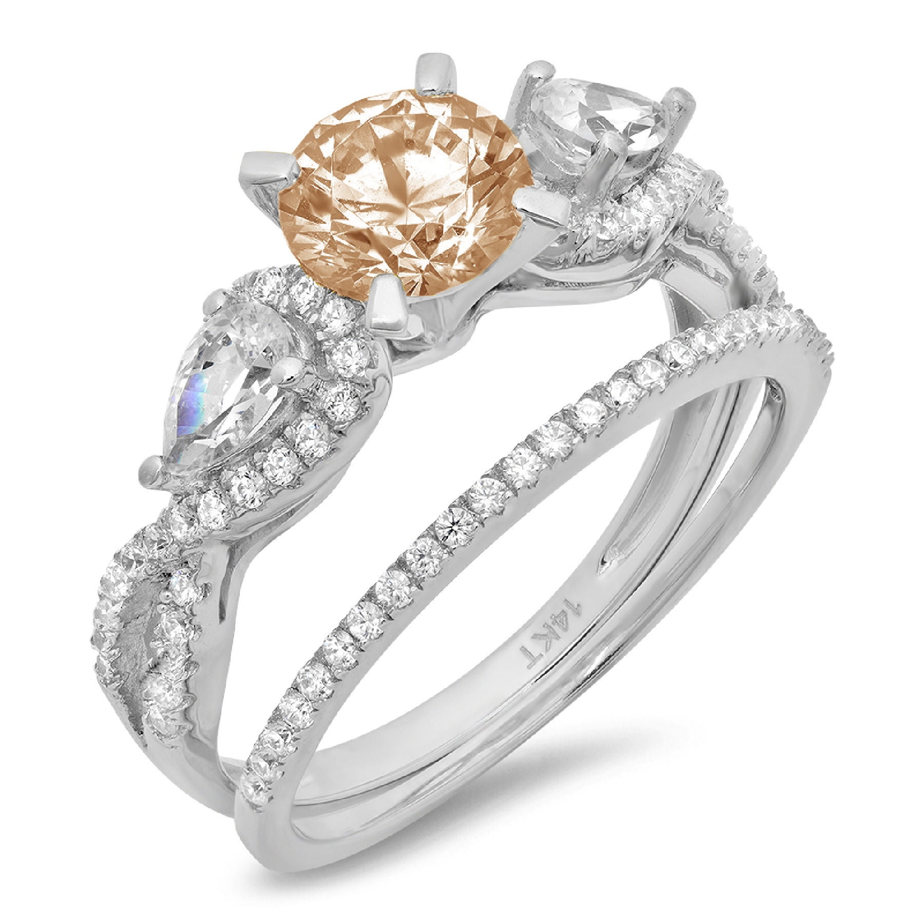 Clara Pucci 18K White Gold 1.925 Simulated Champagne Engraveable ...