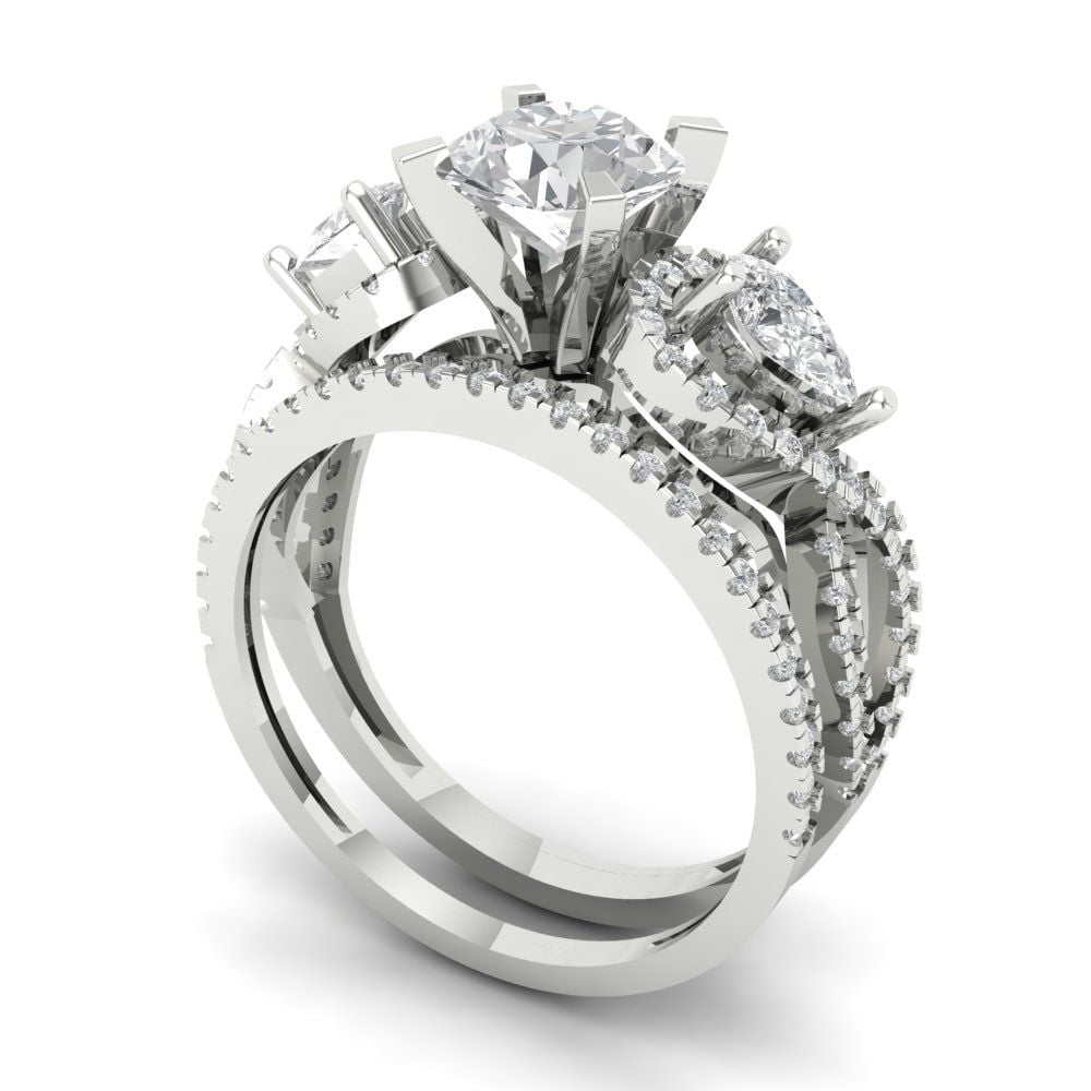 Clara Pucci 18K White Gold 1.925 Simulated Clear Diamond Engraveable ...