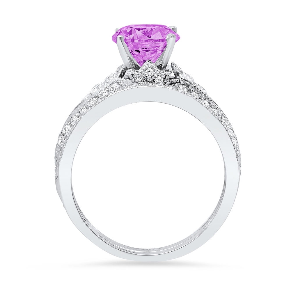 Clara Pucci 18k White Gold 2 095 Simulated Alexandrite Engraveable