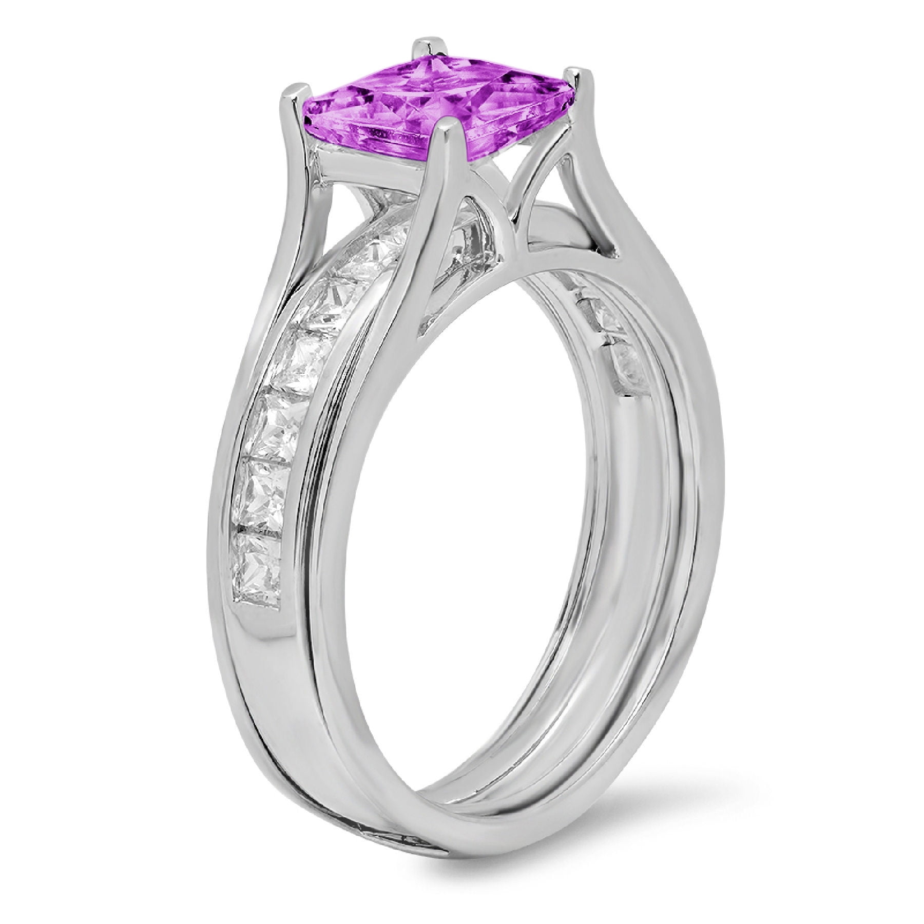 Clara Pucci 18k White Gold 2 28 Simulated Alexandrite Engraveable