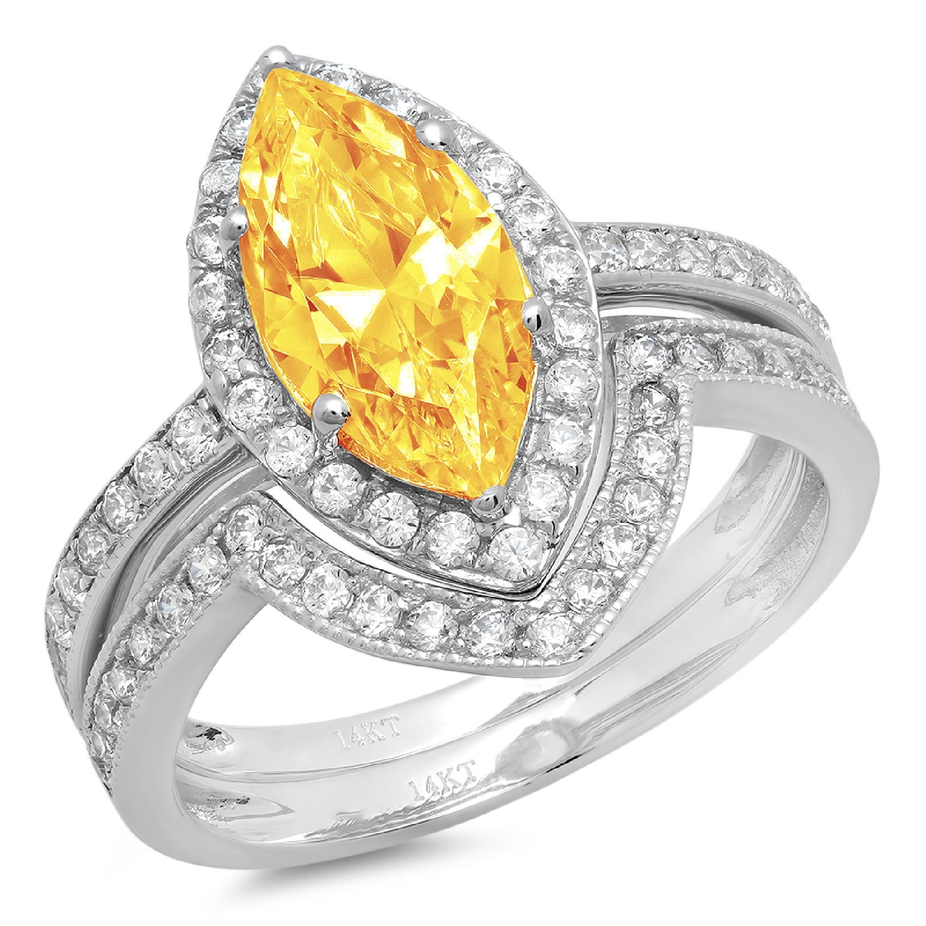 Clara Pucci 18K White Gold 2.4875 Natural Citrine Engraveable ...