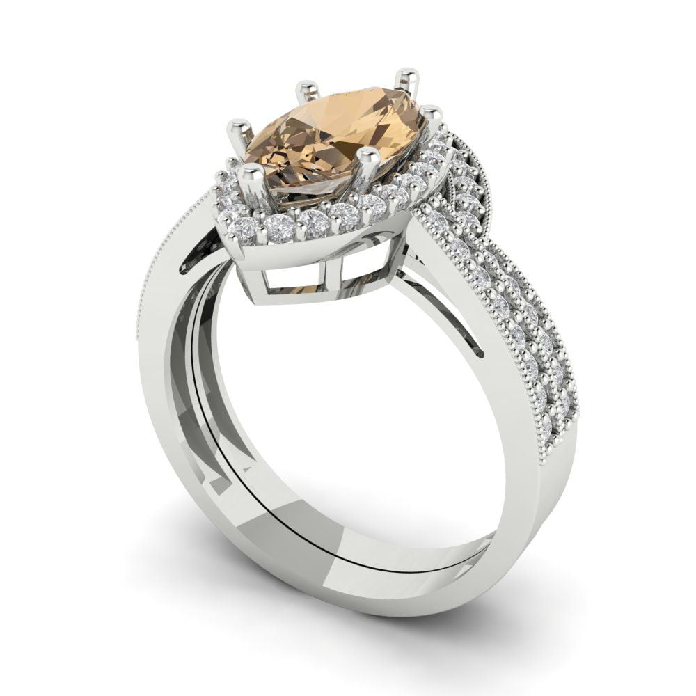 Clara Pucci 18K White Gold 2.4875 Simulated Champagne Engraveable ...