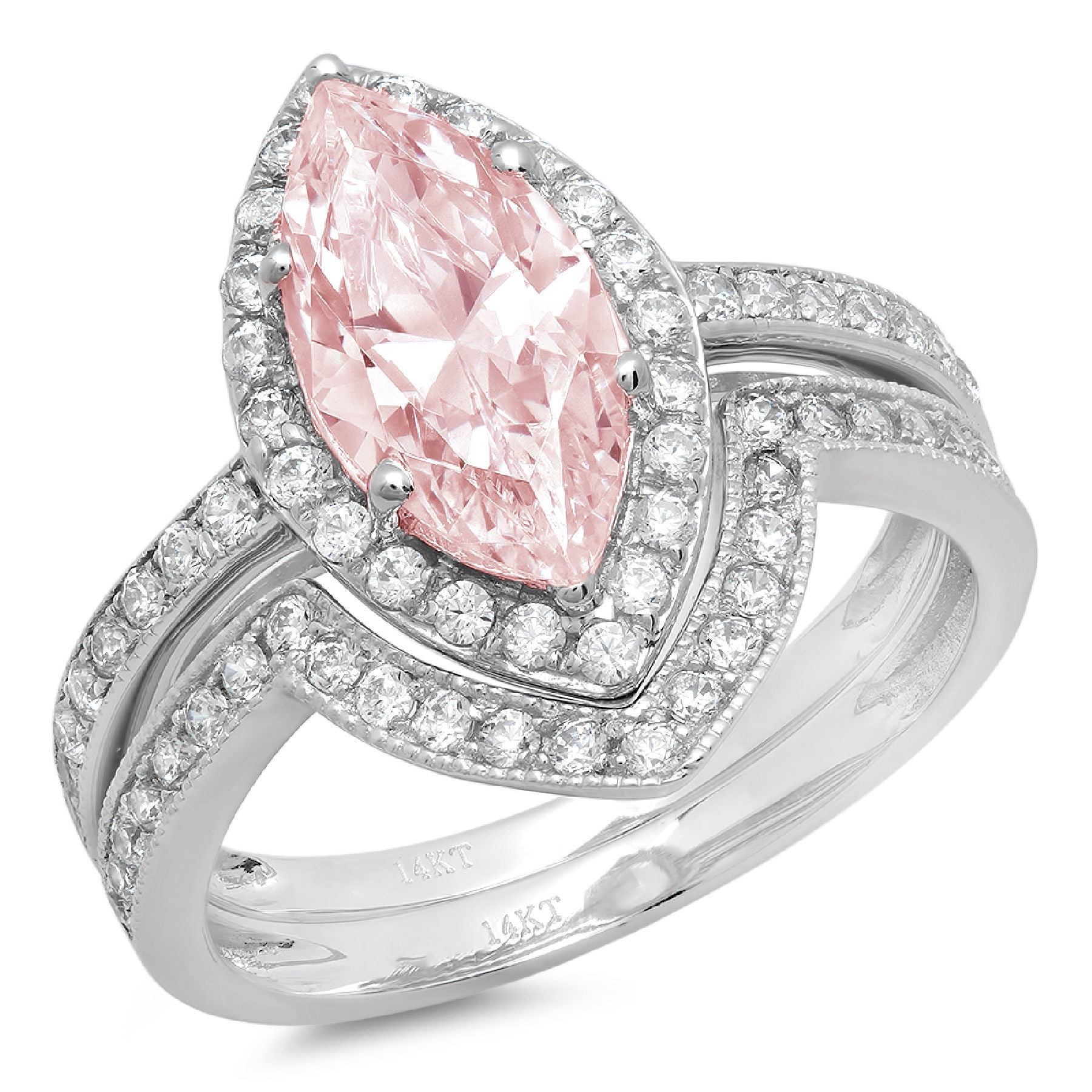 Clara Pucci 18K White Gold 2.4875 Simulated Pink Diamond Engraveable ...