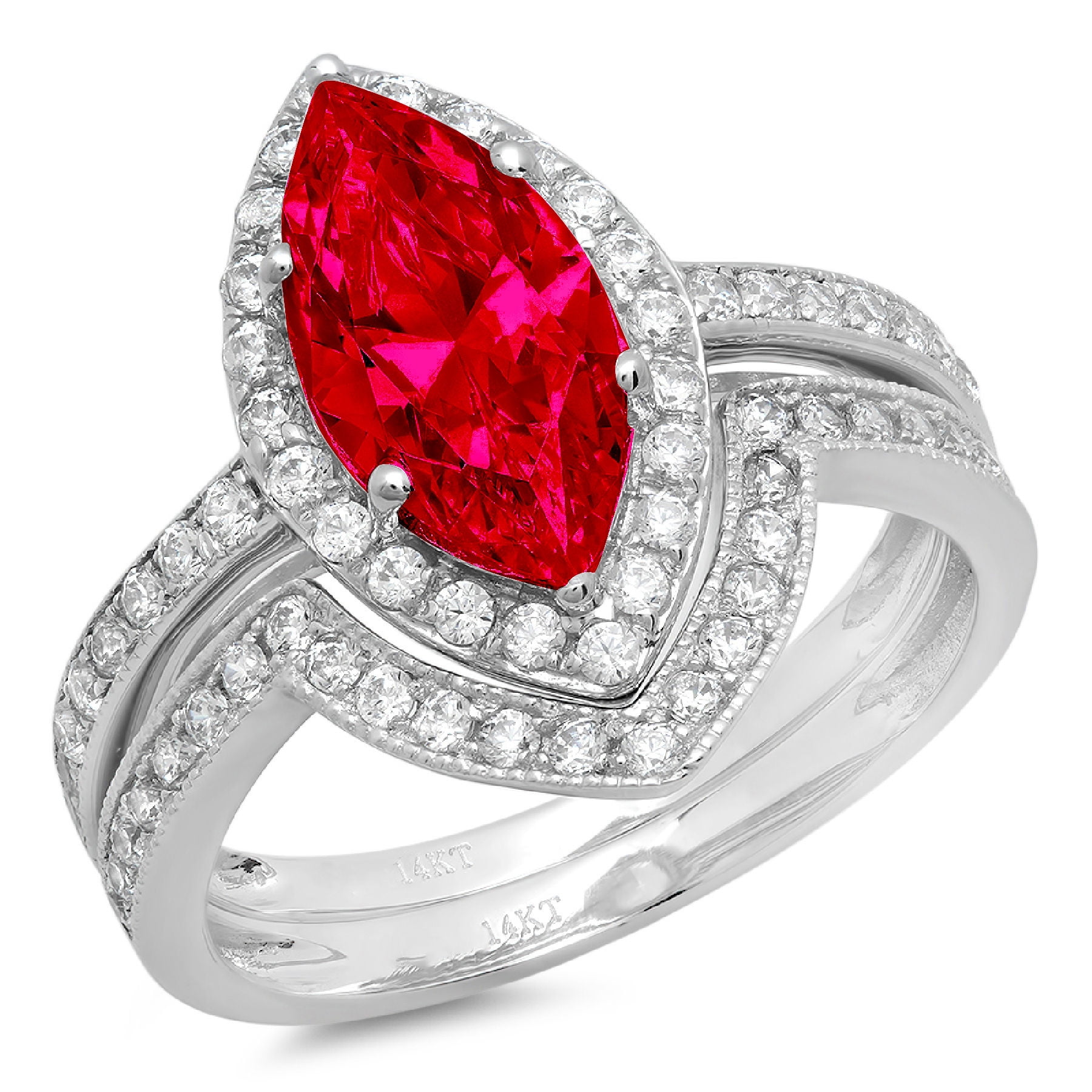 Clara Pucci 18k White Gold 2 4875 Simulated Ruby Engraveable Engagement