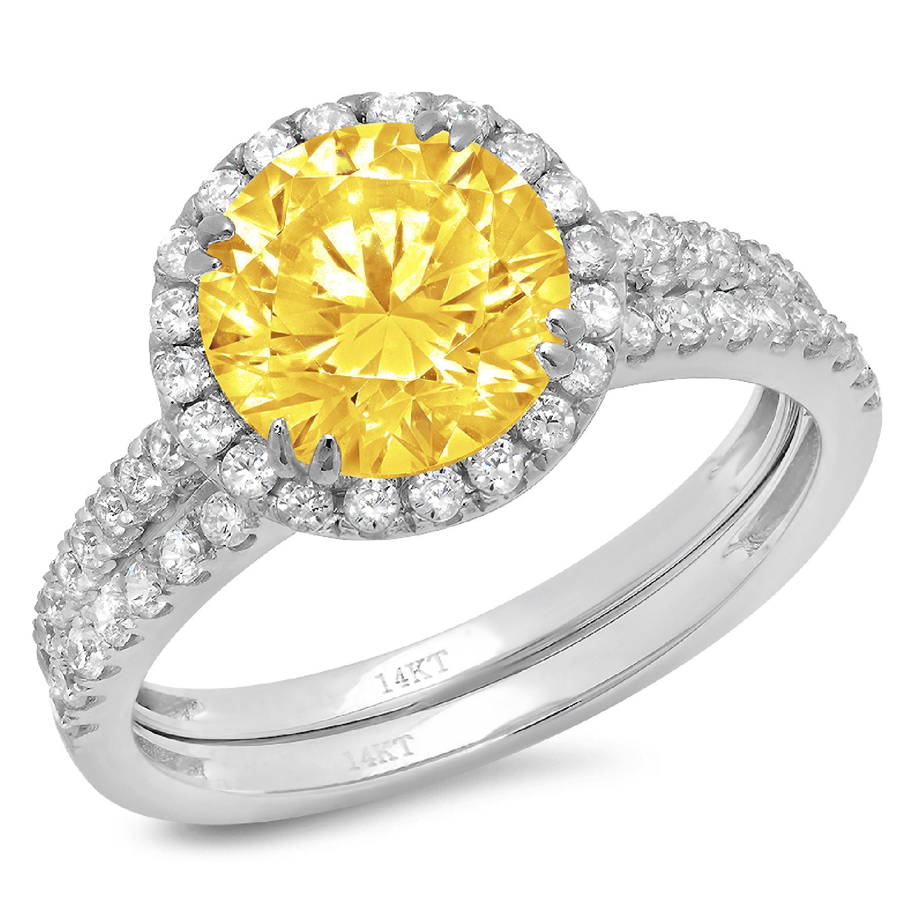 Clara Pucci 18k White Gold 2 52 Simulated Yellow Diamond Engraveable