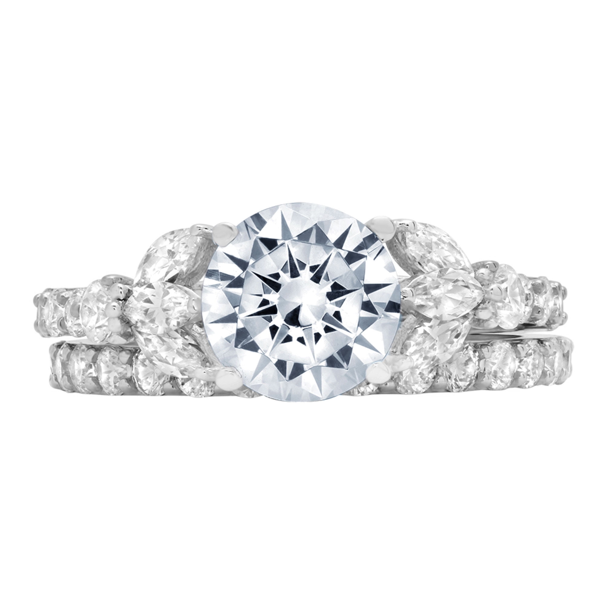 Clara Pucci 18K White Gold 2.94 Simulated Blue Diamond Engraveable ...